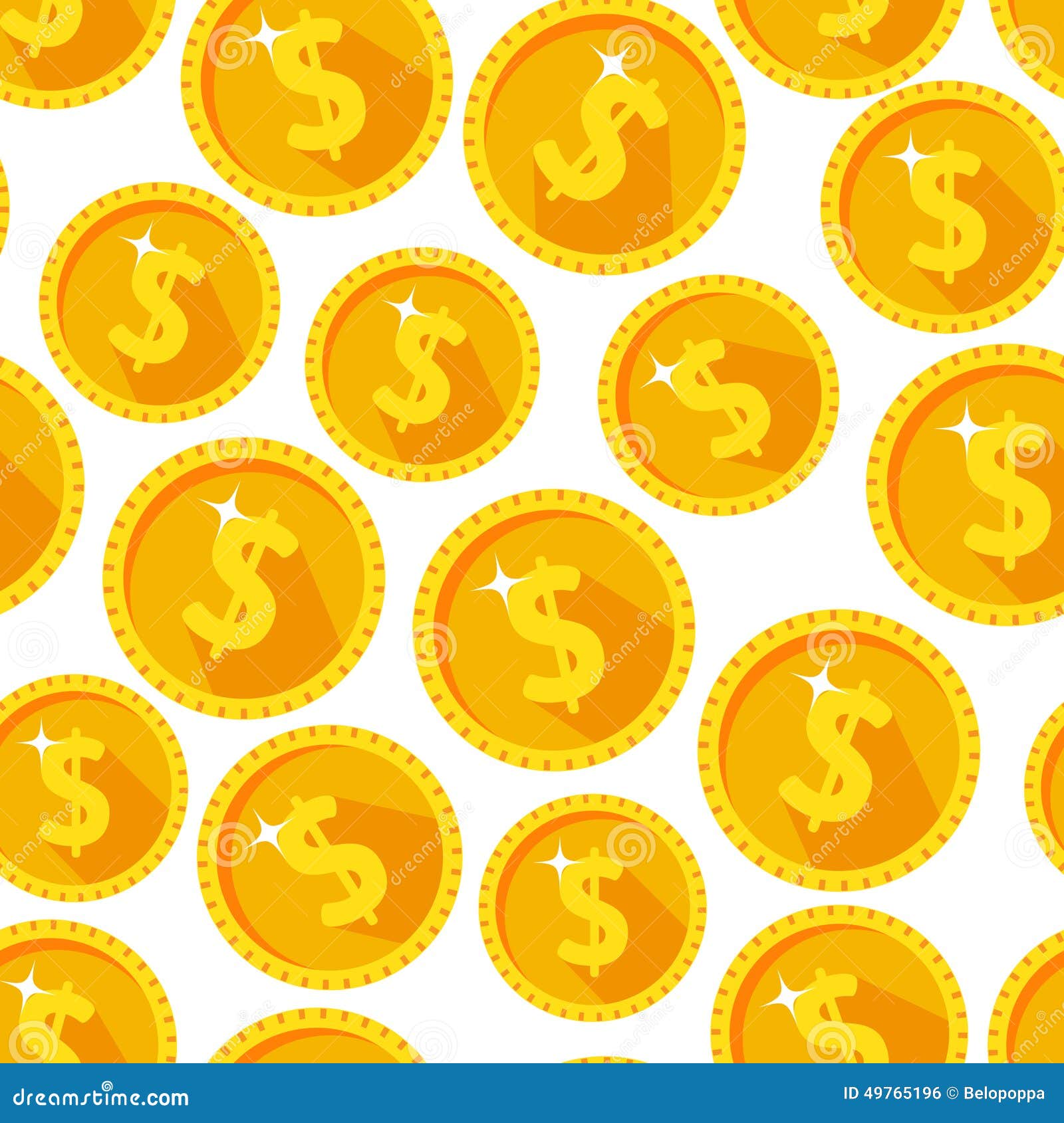 Seamless Texture with Golden Coins Stock Illustration - Illustration of ...
