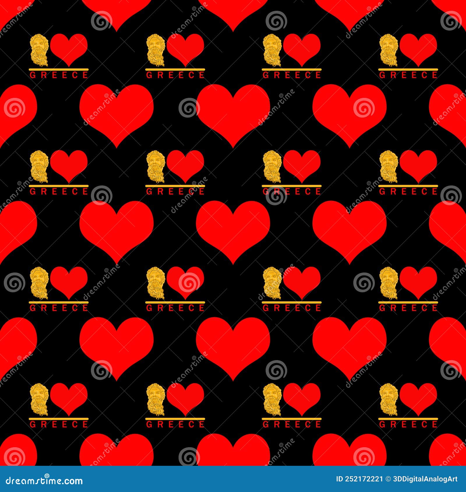 Seamless Texture of Greece with Zeus and a Heart Stock Vector ...