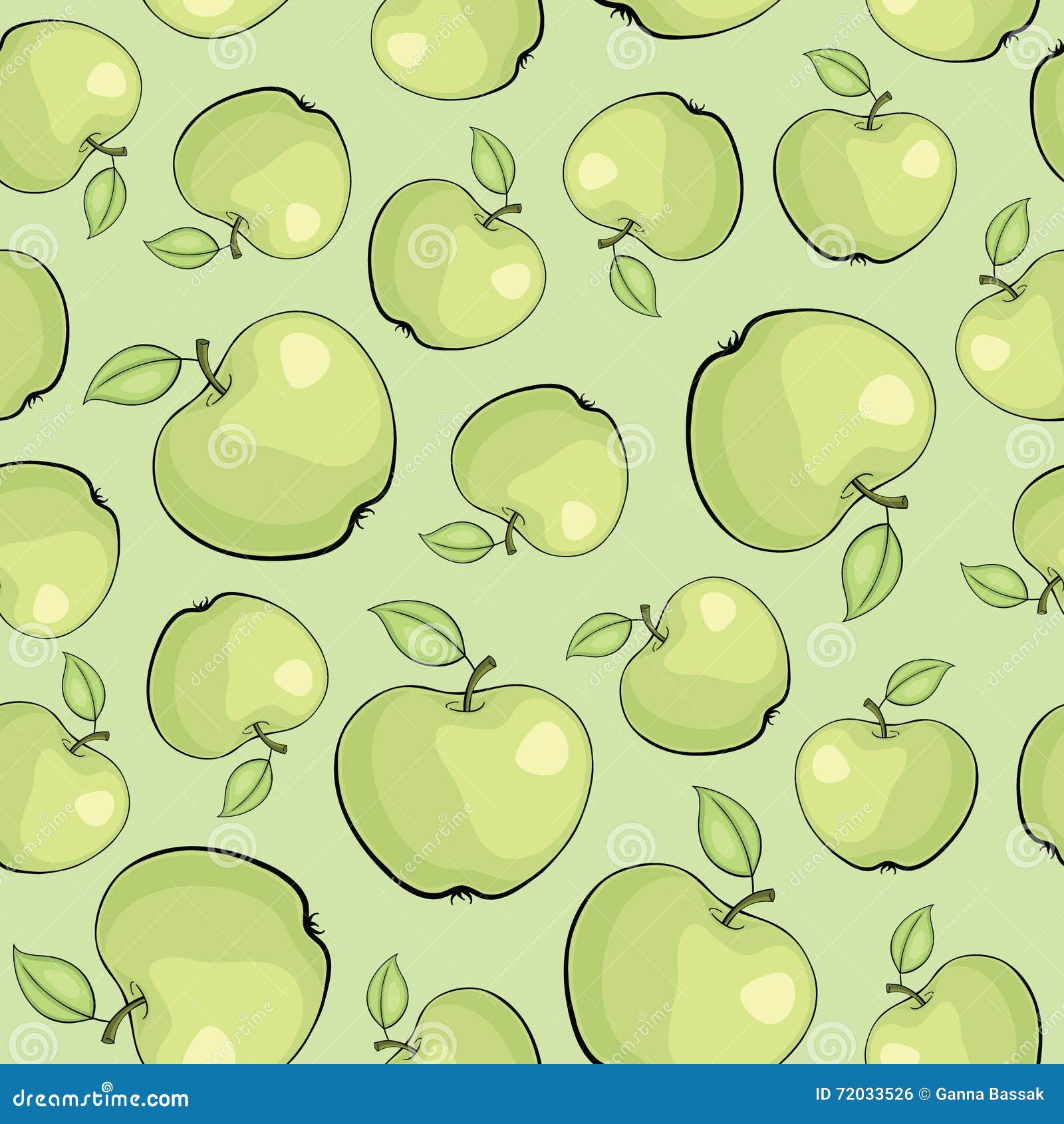 Seamless Texture with Green Apples Stock Illustration - Illustration of ...