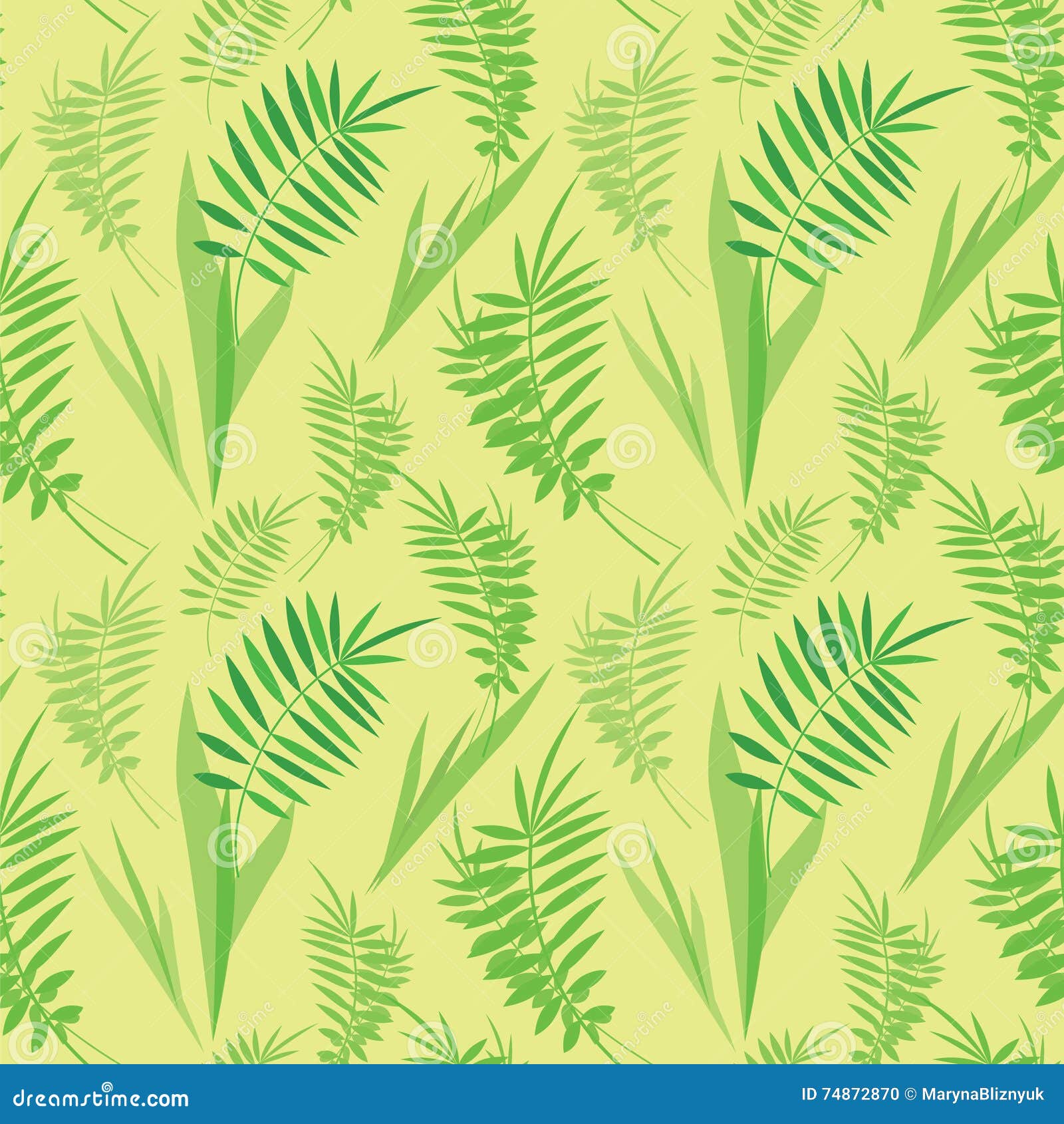 Seamless Texture with Green Fern Leaves Stock Vector - Illustration of ...