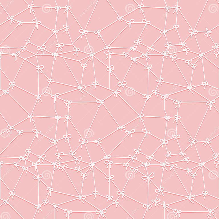 Seamless Texture of Grid of White Threads with Small Bows on Pink ...