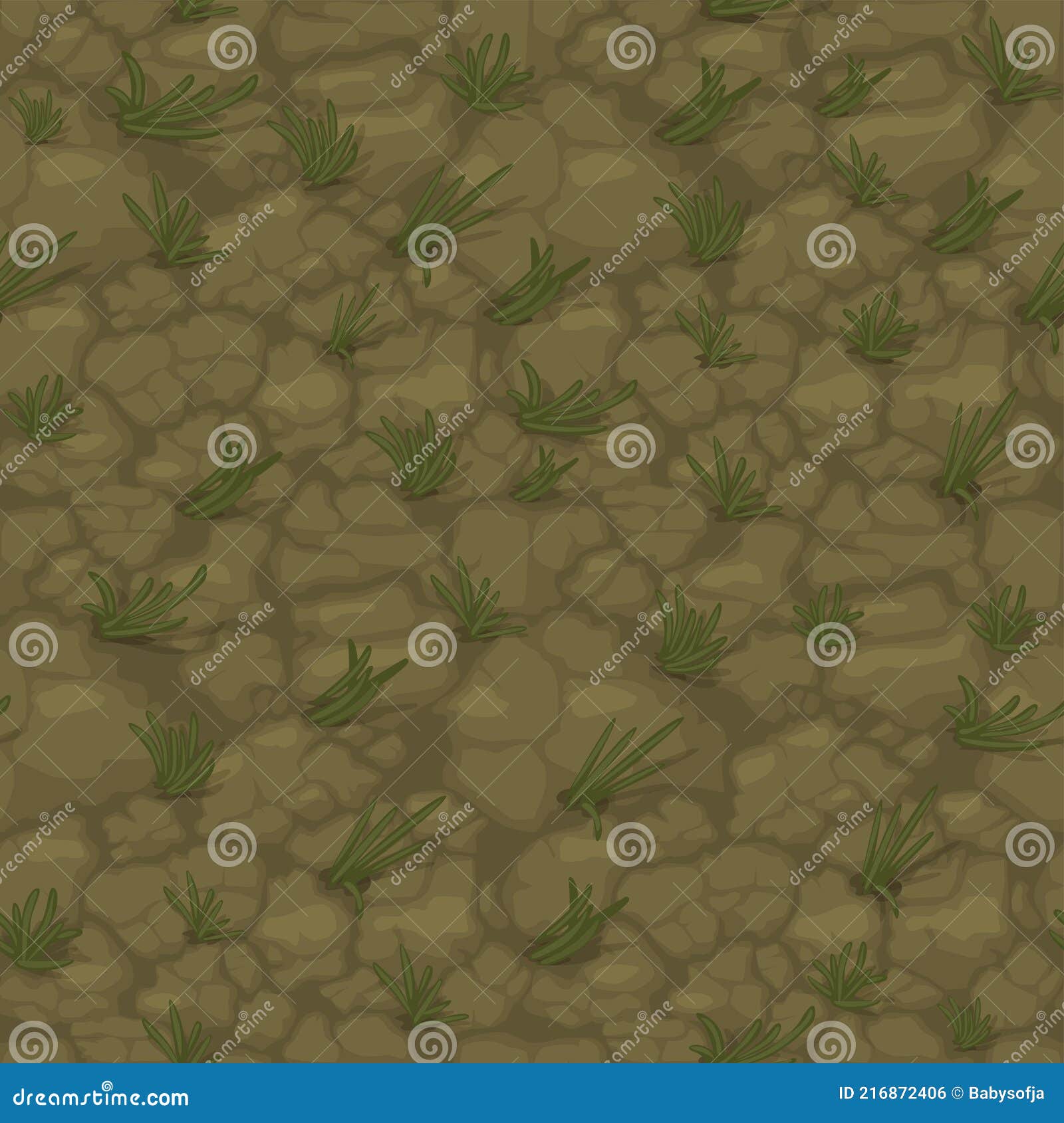 Seamless Texture Ground with Grass, Soil Pattern with Plants for ...