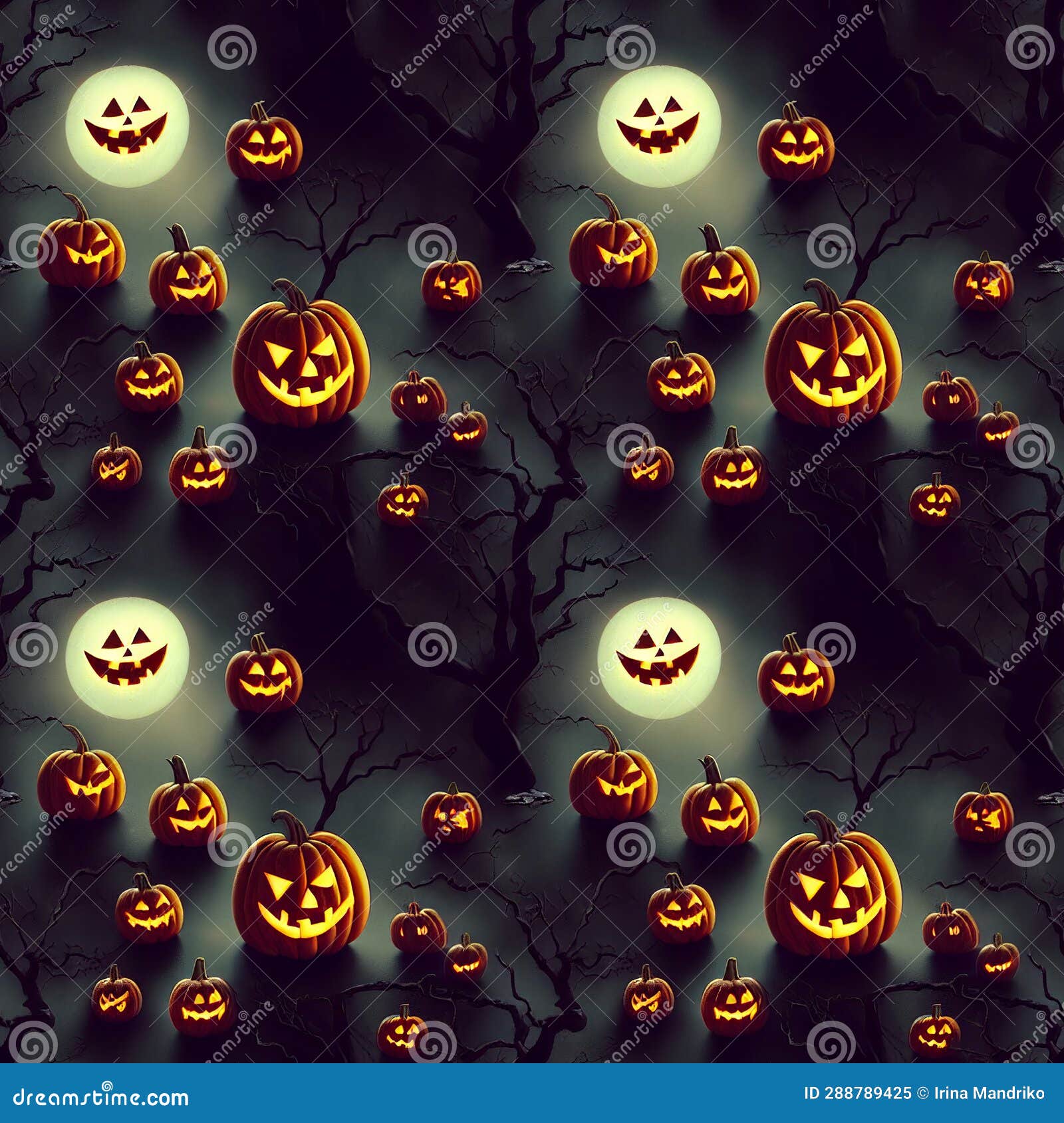 Seamless Texture with Halloween Pumpkins. Holiday Wallpaper. Generated ...