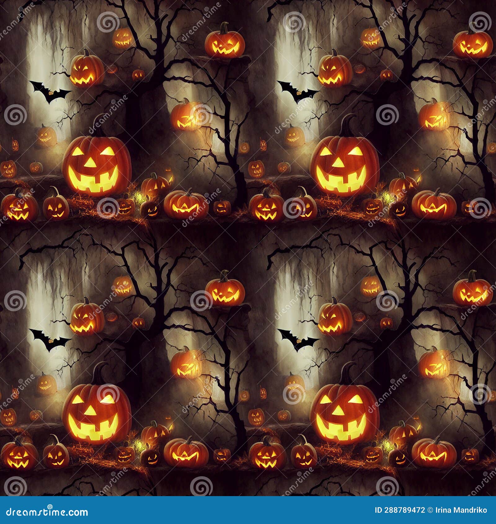 Seamless Texture with Halloween Pumpkins. Holiday Wallpaper. Generated ...