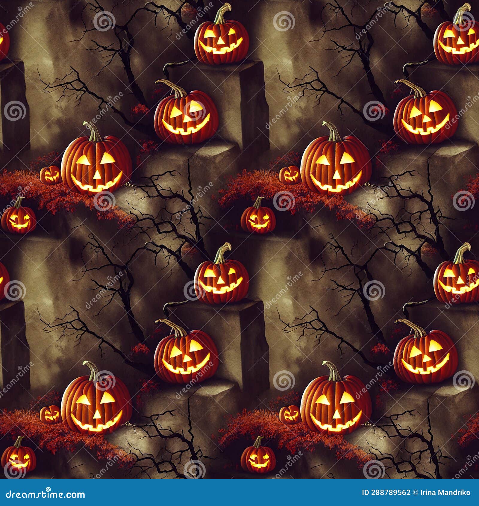 Seamless Texture with Halloween Pumpkins. Holiday Wallpaper. Generated ...