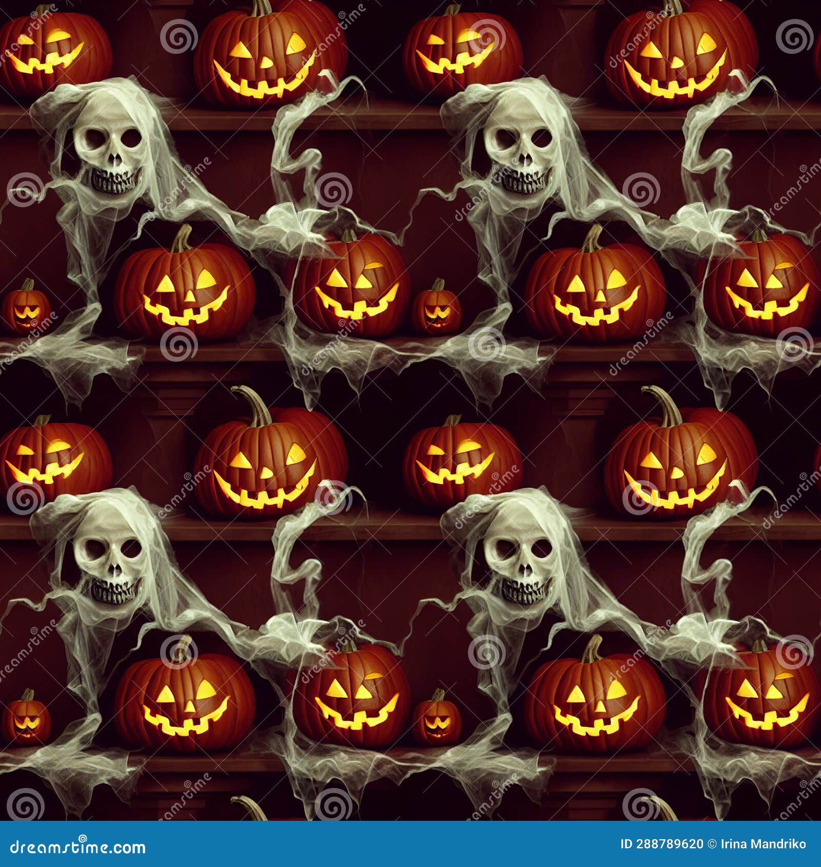 Seamless Texture with Halloween Pumpkins. Holiday Wallpaper. Generated ...