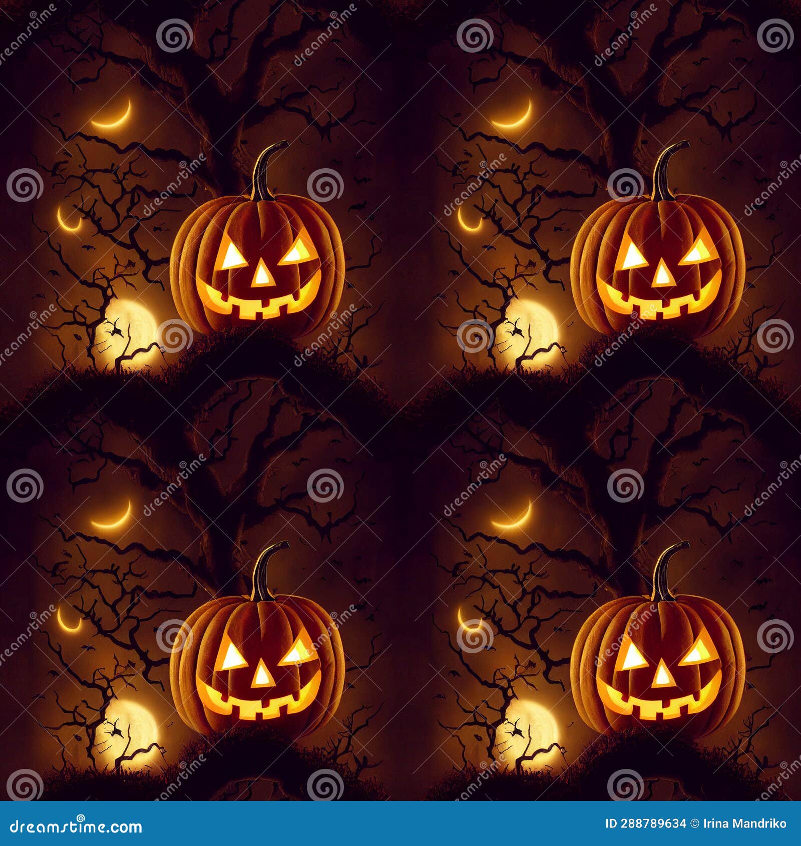 Seamless Texture with Halloween Pumpkins. Holiday Wallpaper. Generated ...