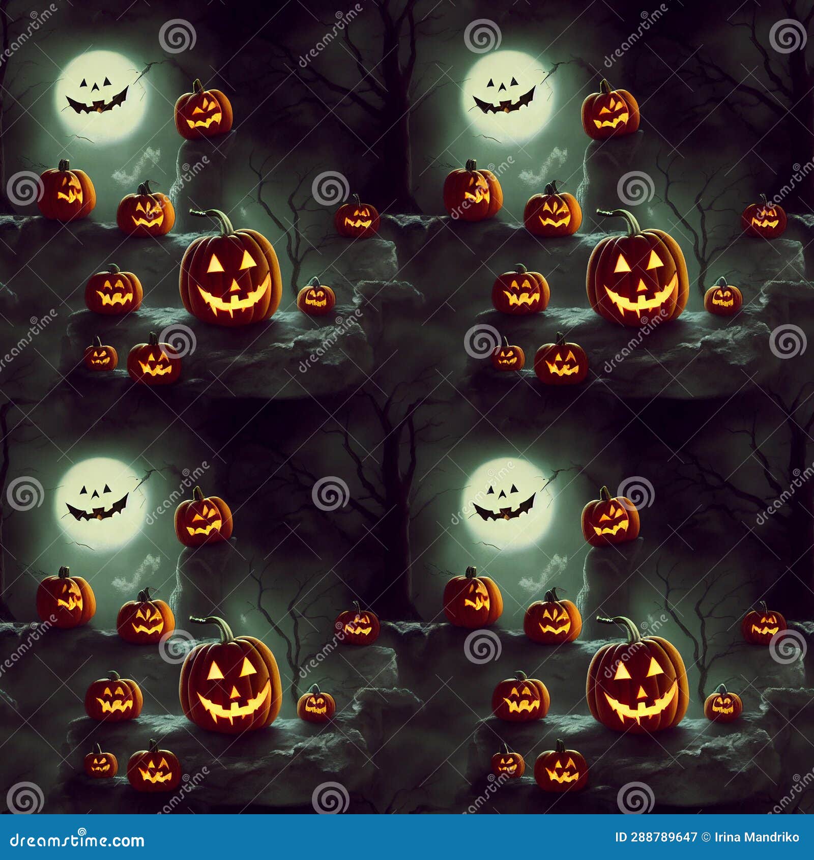 Seamless Texture with Halloween Pumpkins. Holiday Wallpaper. Generated ...