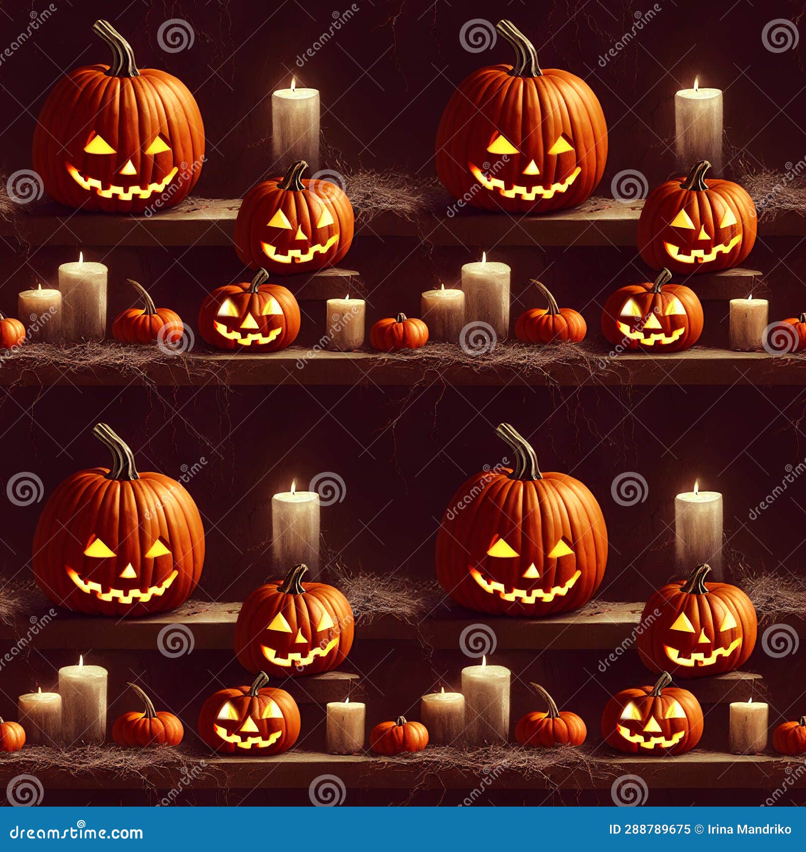 Seamless Texture with Halloween Pumpkins. Holiday Wallpaper. Generated ...