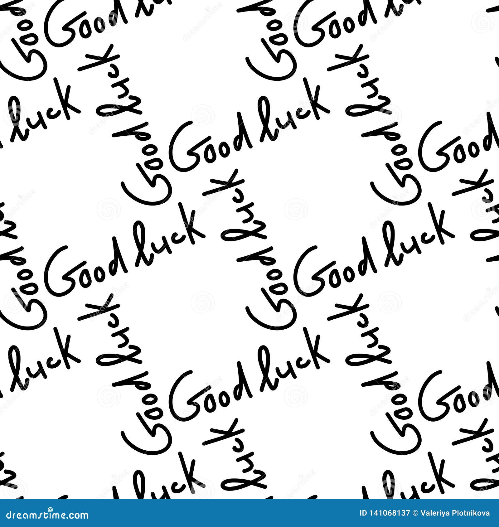 Seamless Texture with Handwritten Inscription Good Luck. Script Stock ...
