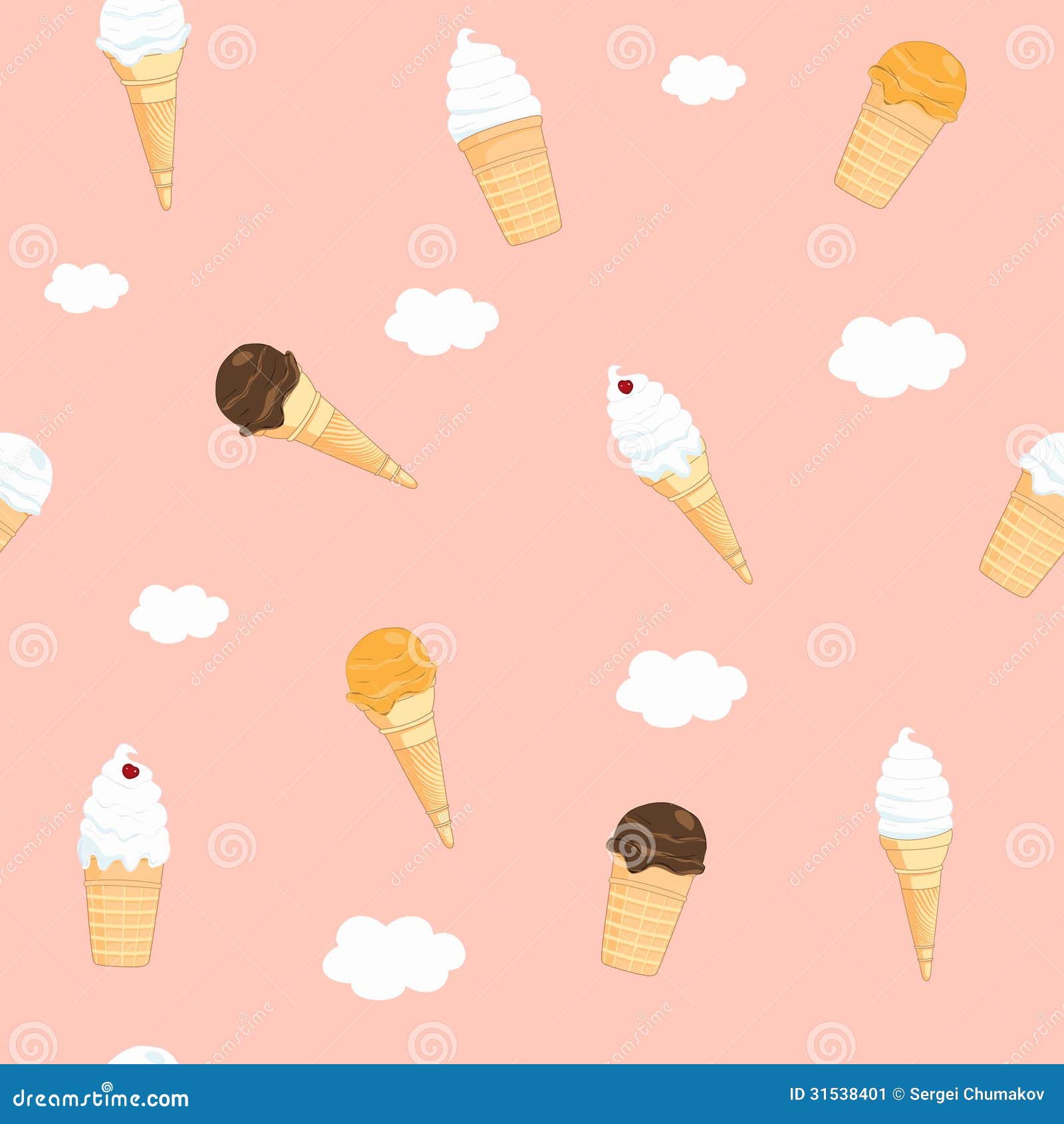 Seamless Texture with Ice Cream. Stock Vector - Illustration of food ...