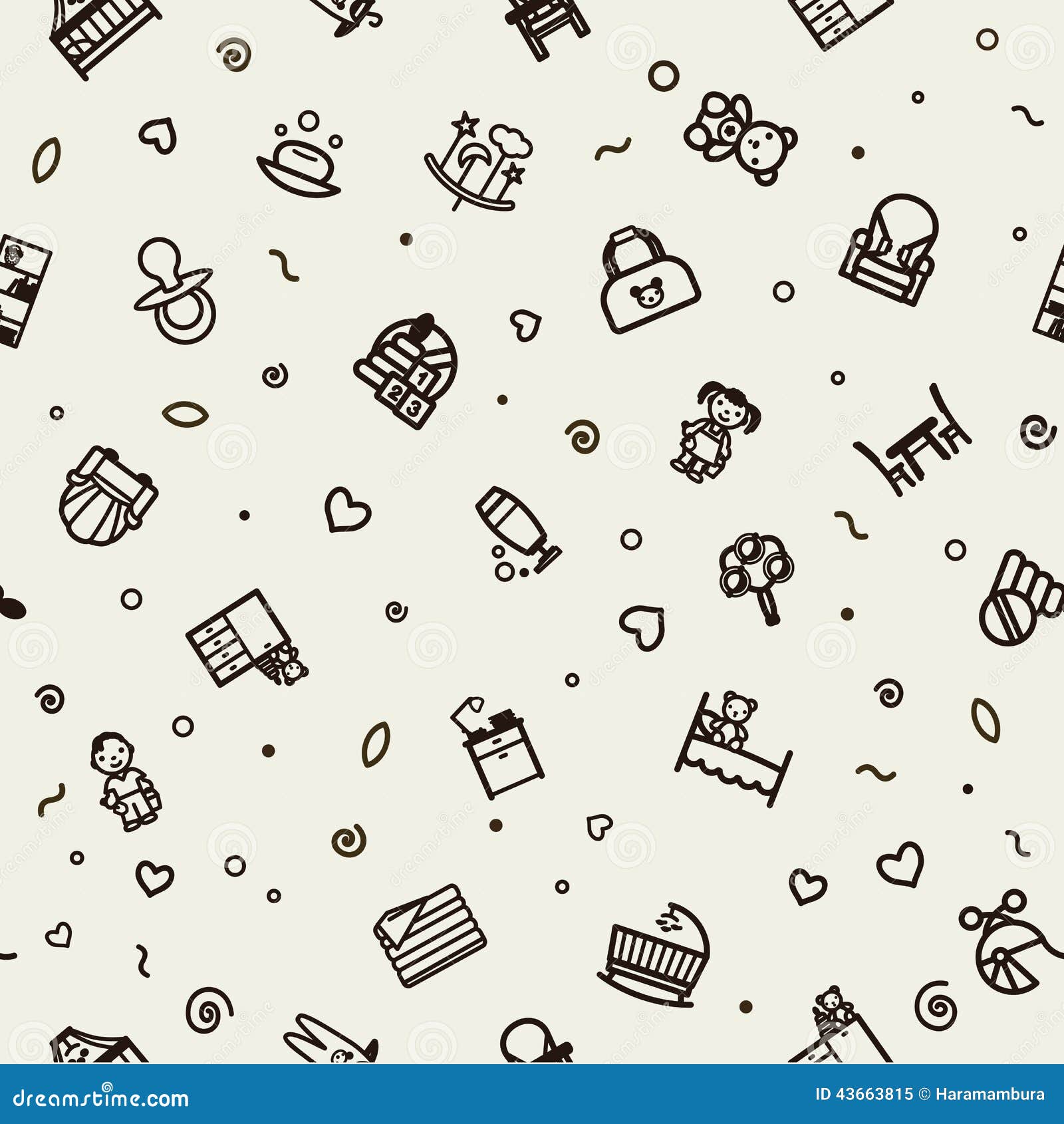 Seamless Texture with Icons - Children, Nursery Stock Vector ...