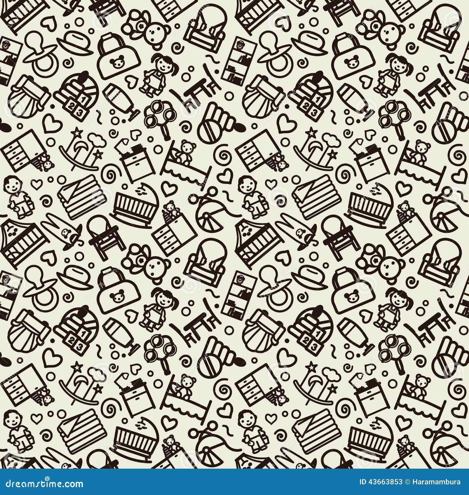 Seamless Texture With Icons - Children, Nursery Cartoon Vector ...