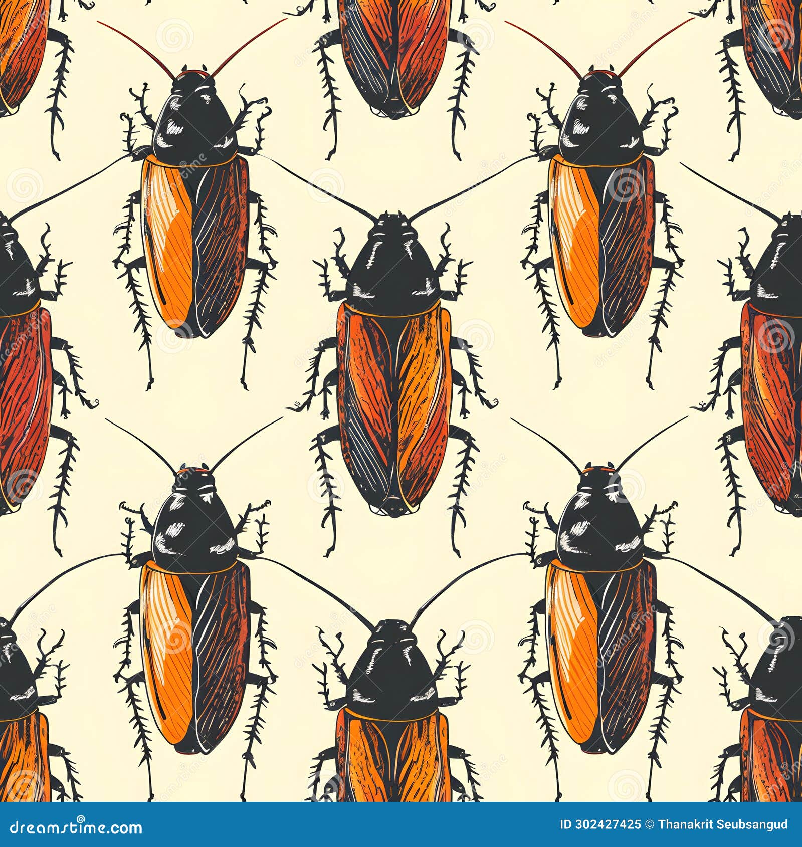 Cockroaches Seamless Pattern Vector Illustration | CartoonDealer.com ...