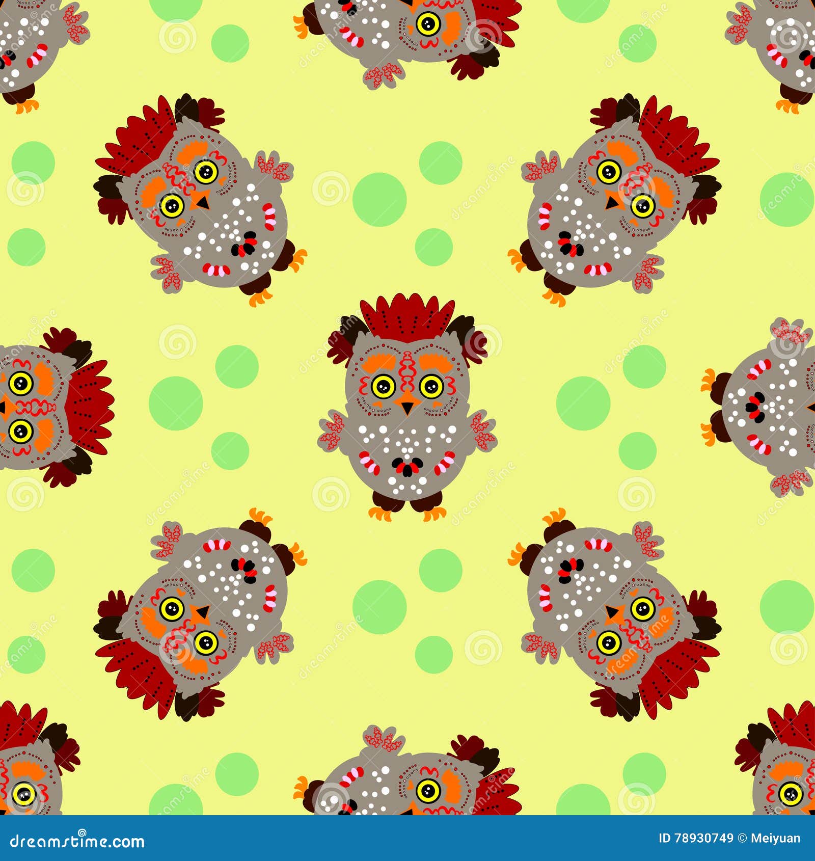 Seamless Texture. Illustration of an Owl. Bright Bird Stock Vector ...