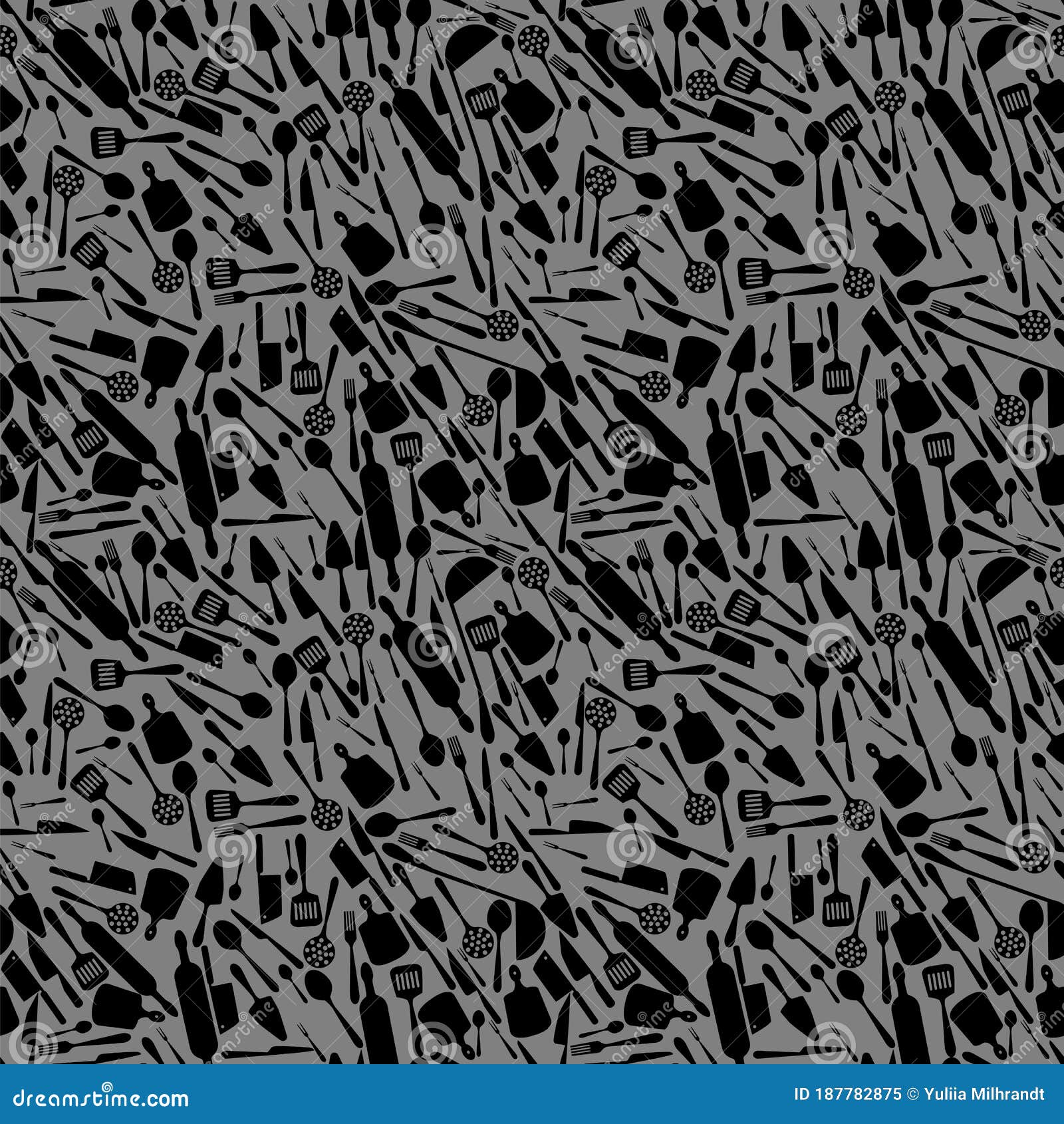 Seamless Texture of Kitchen Utensils. Vecto Stock Illustration ...