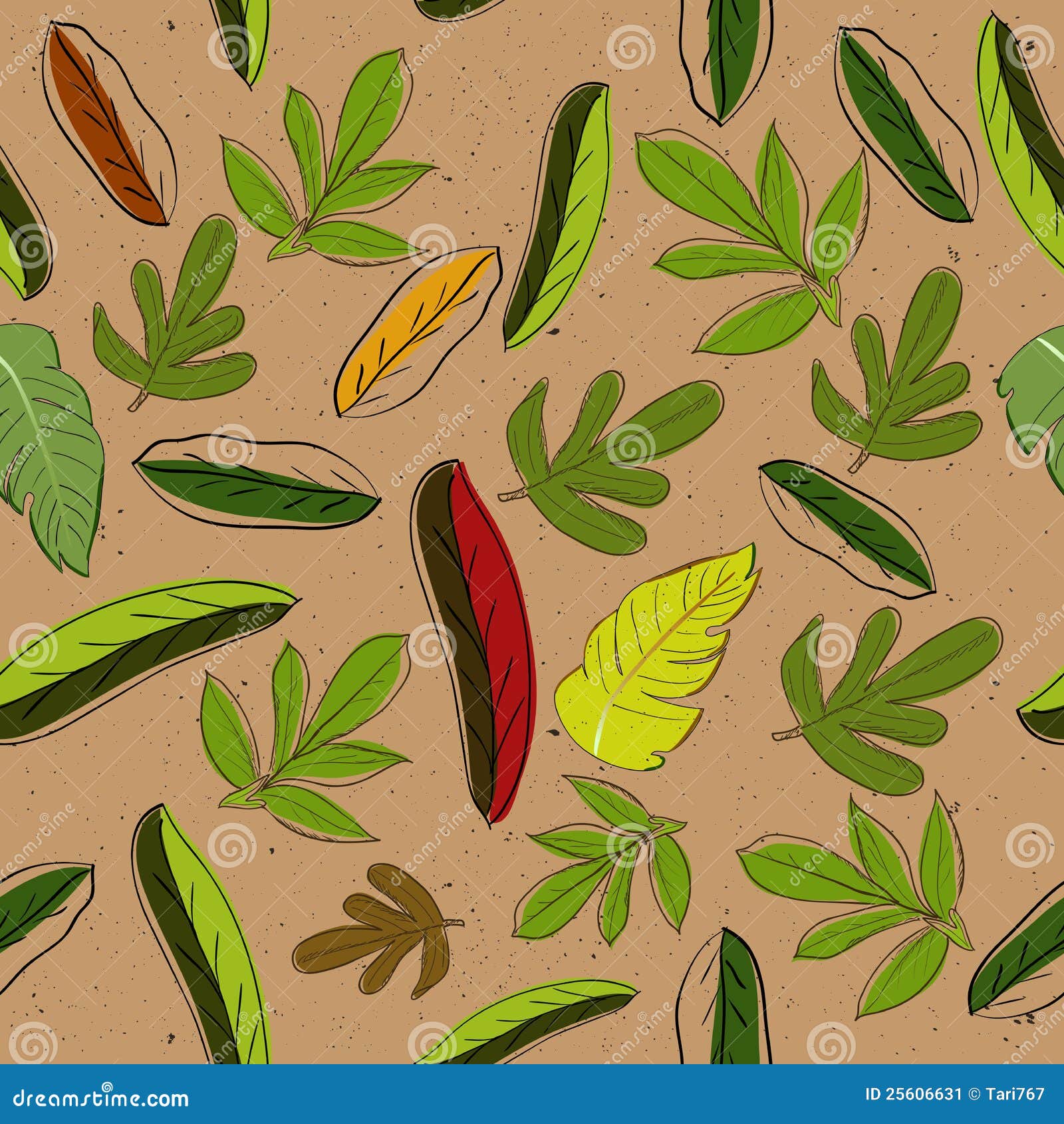 Seamless Texture With Leaves Cartoon Vector | CartoonDealer.com #25606631