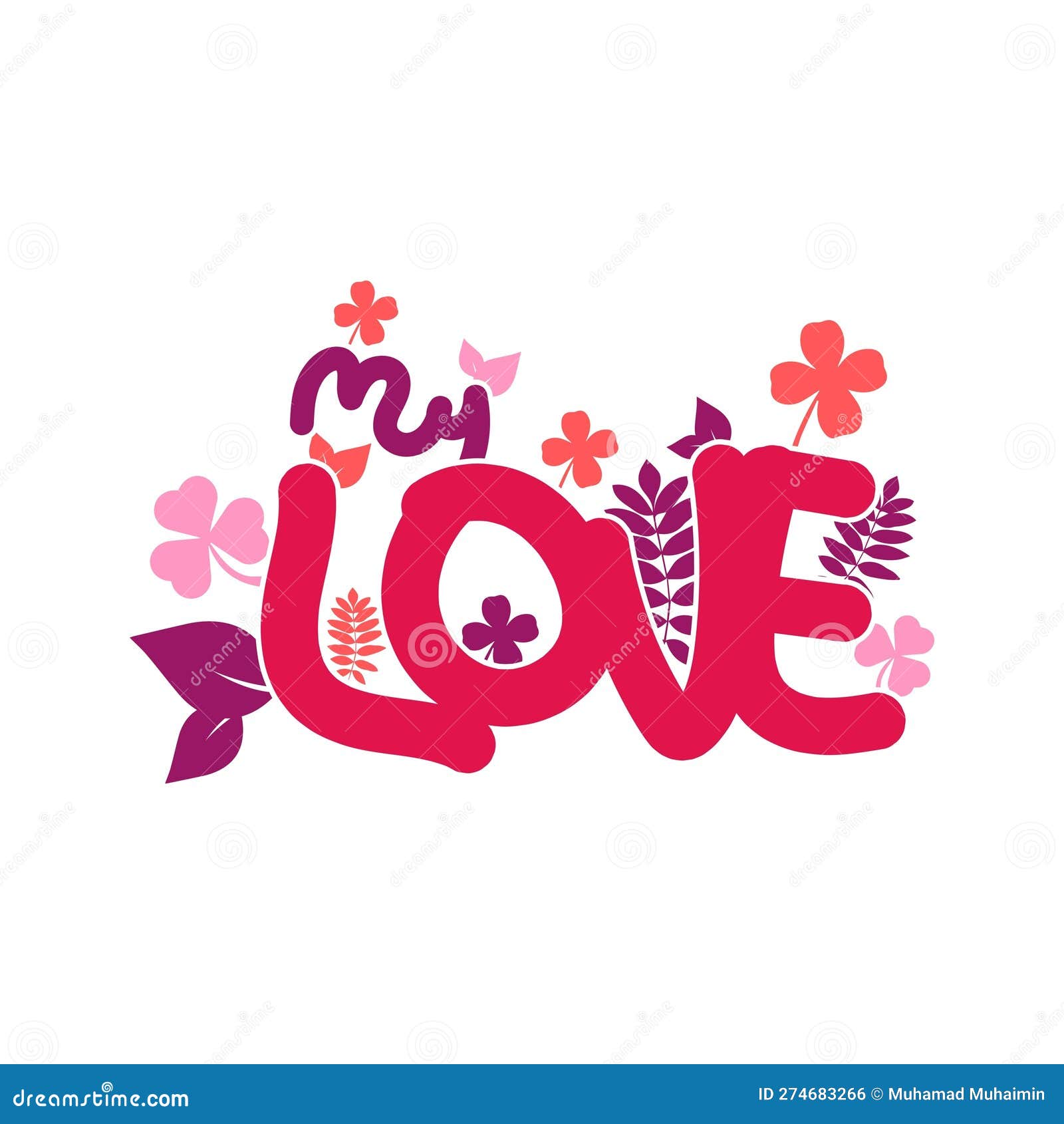 Seamless Texture Love and Abstract Flower Vector Illustration Stock ...