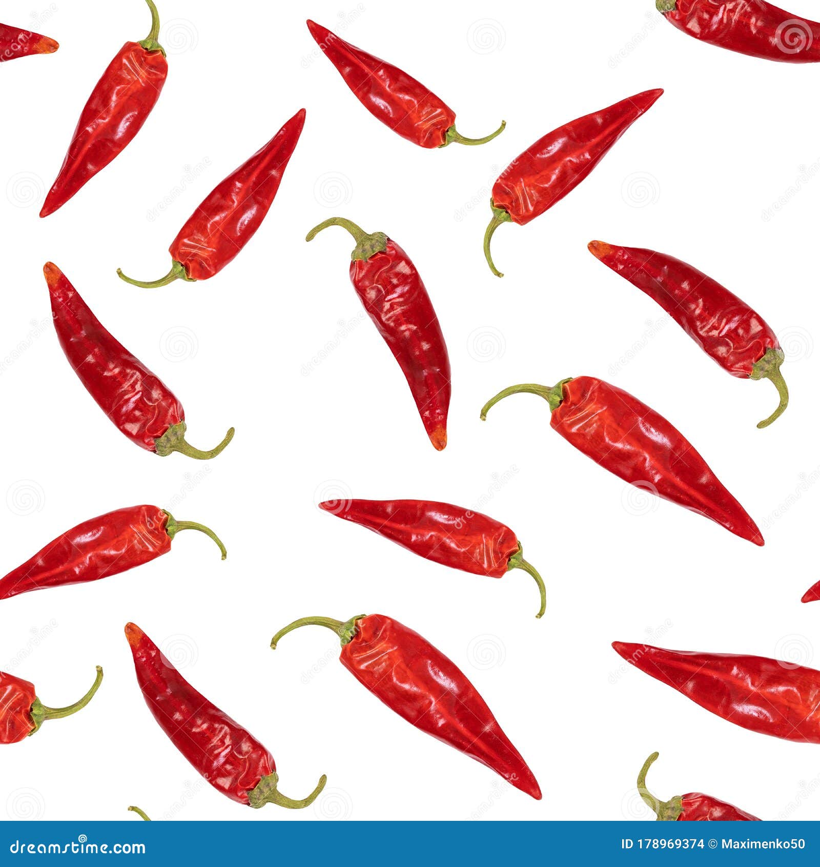 Seamless Texture Made of Red Chili or Chilli Cayenne Pepper on White ...