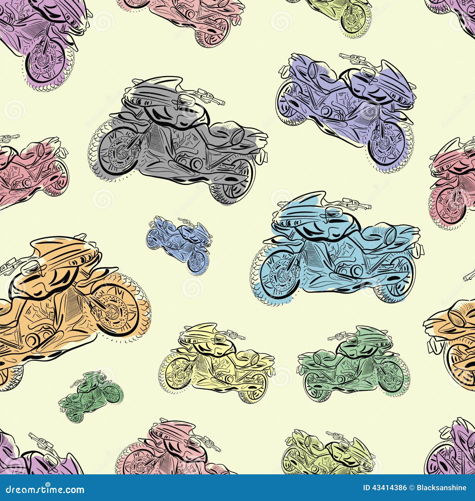 Seamless Texture with Motorcycles 6 Stock Vector - Illustration of ...