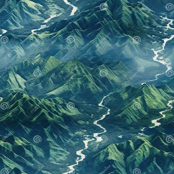 Seamless Texture of Mountain Ranges with Forest Stock Image - Image of ...