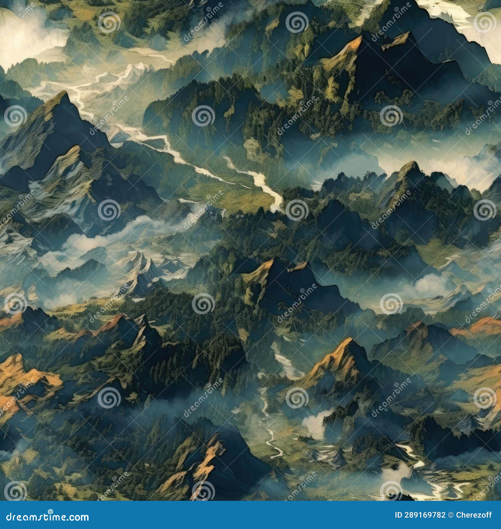 Seamless Texture of Mountain Ranges with Forest Stock Illustration ...