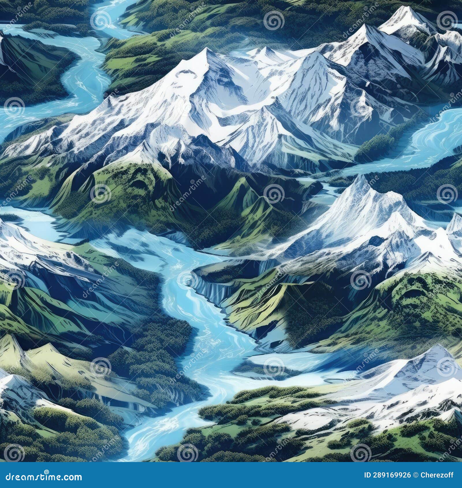 Seamless Texture of Mountain Ranges with Forest Stock Photo - Image of ...