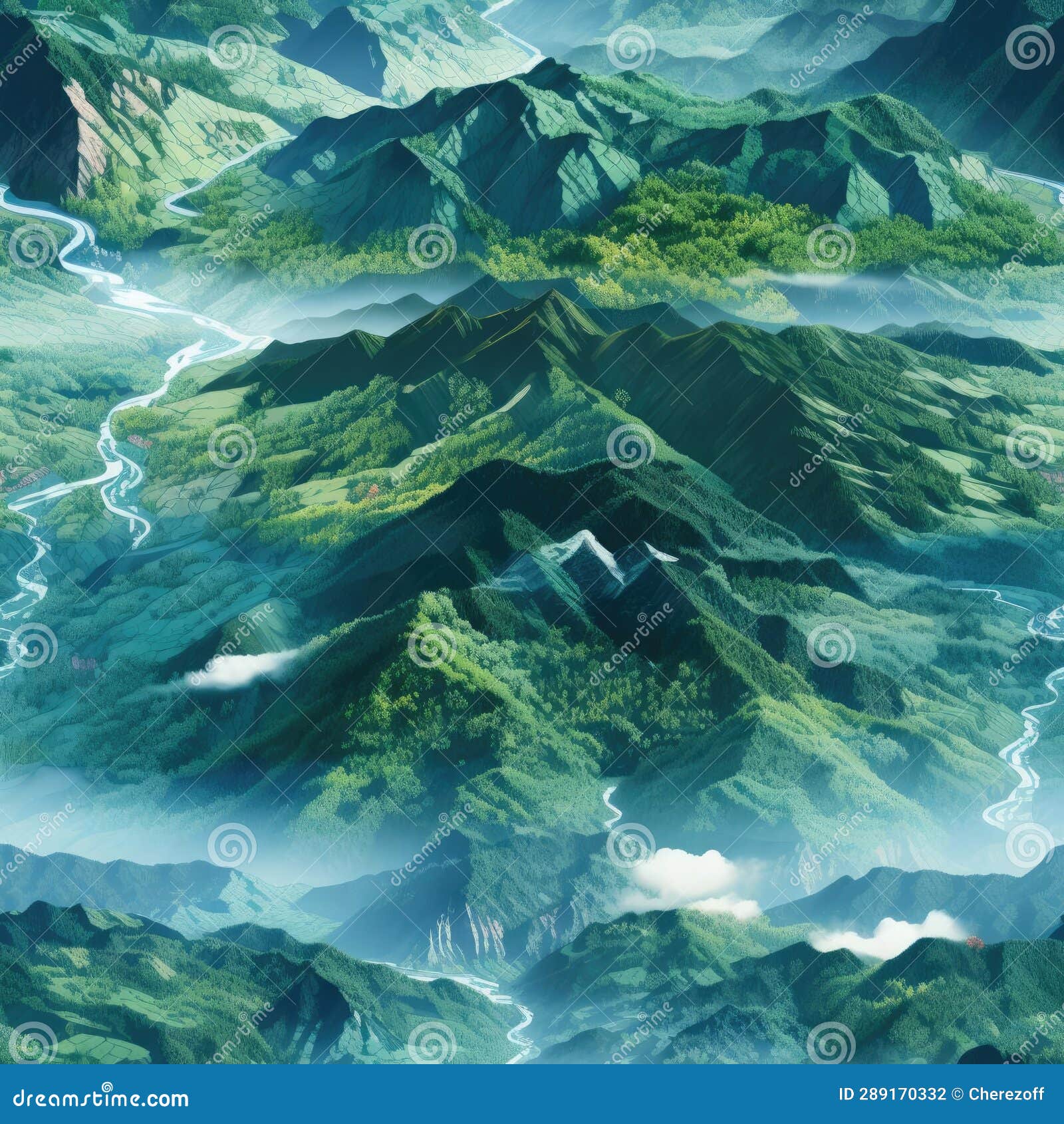 Seamless Texture of Mountain Ranges with Forest Stock Illustration ...