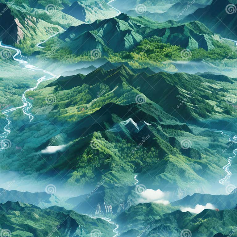 Seamless Texture of Mountain Ranges with Forest Stock Photo - Image of ...