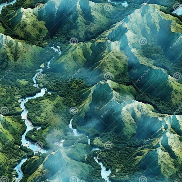 Seamless Texture of Mountain Ranges with Forest Stock Photo - Image of ...