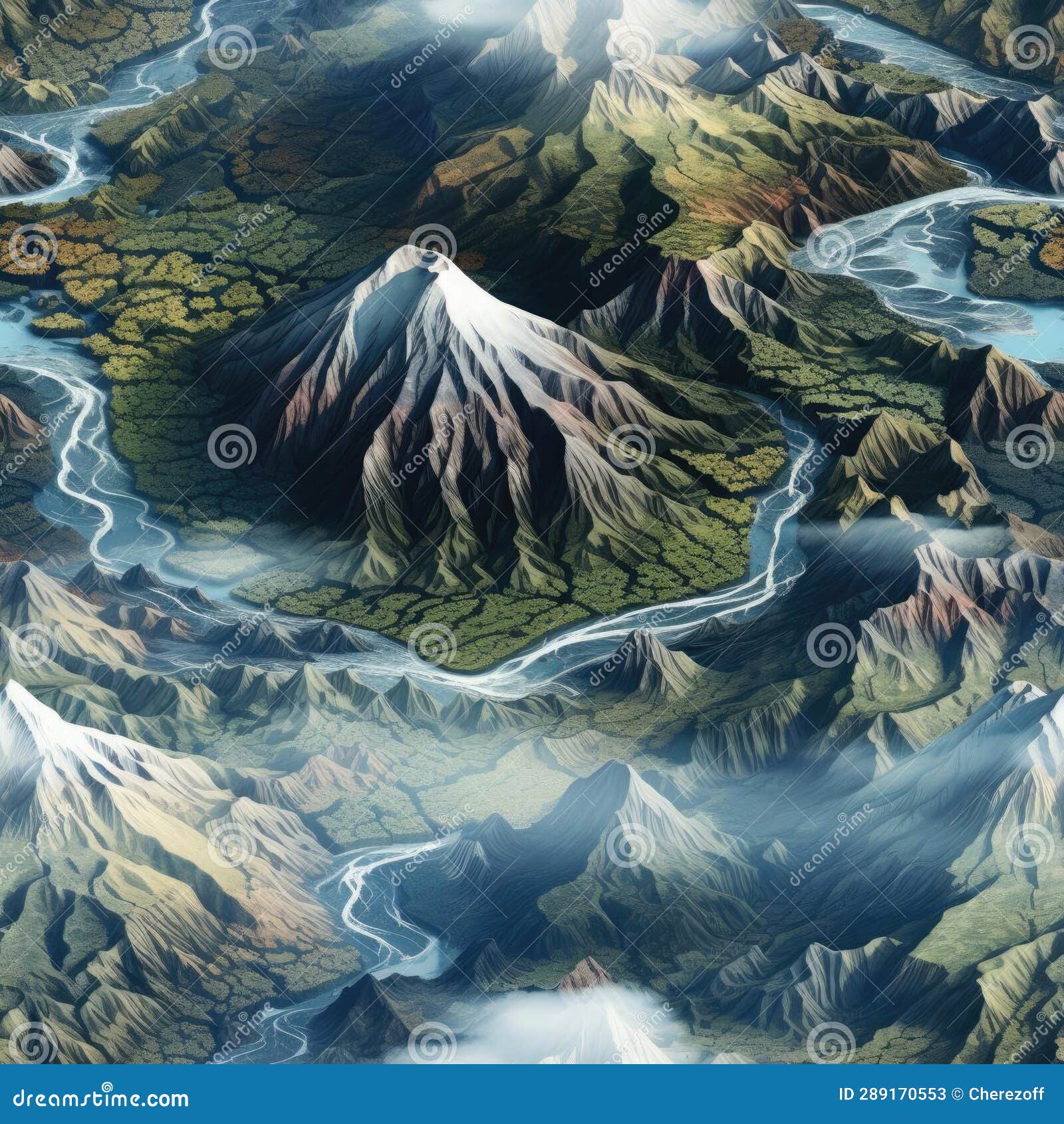 Seamless Texture of Mountain Ranges with Forest Stock Illustration ...