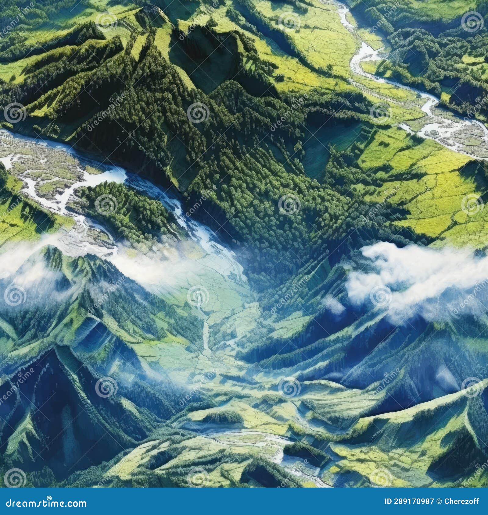 Seamless Texture of Mountain Ranges with Forest Stock Illustration ...