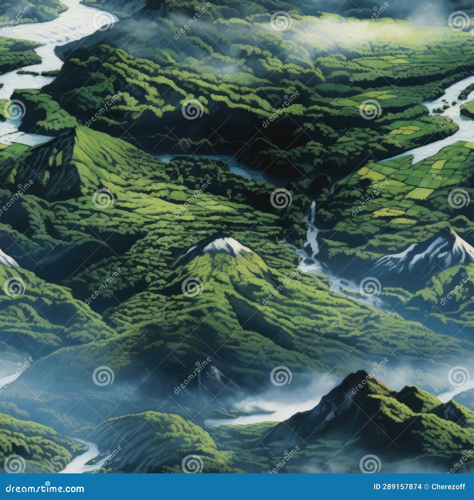 Seamless Texture of Mountain Ranges with Forest Stock Illustration ...