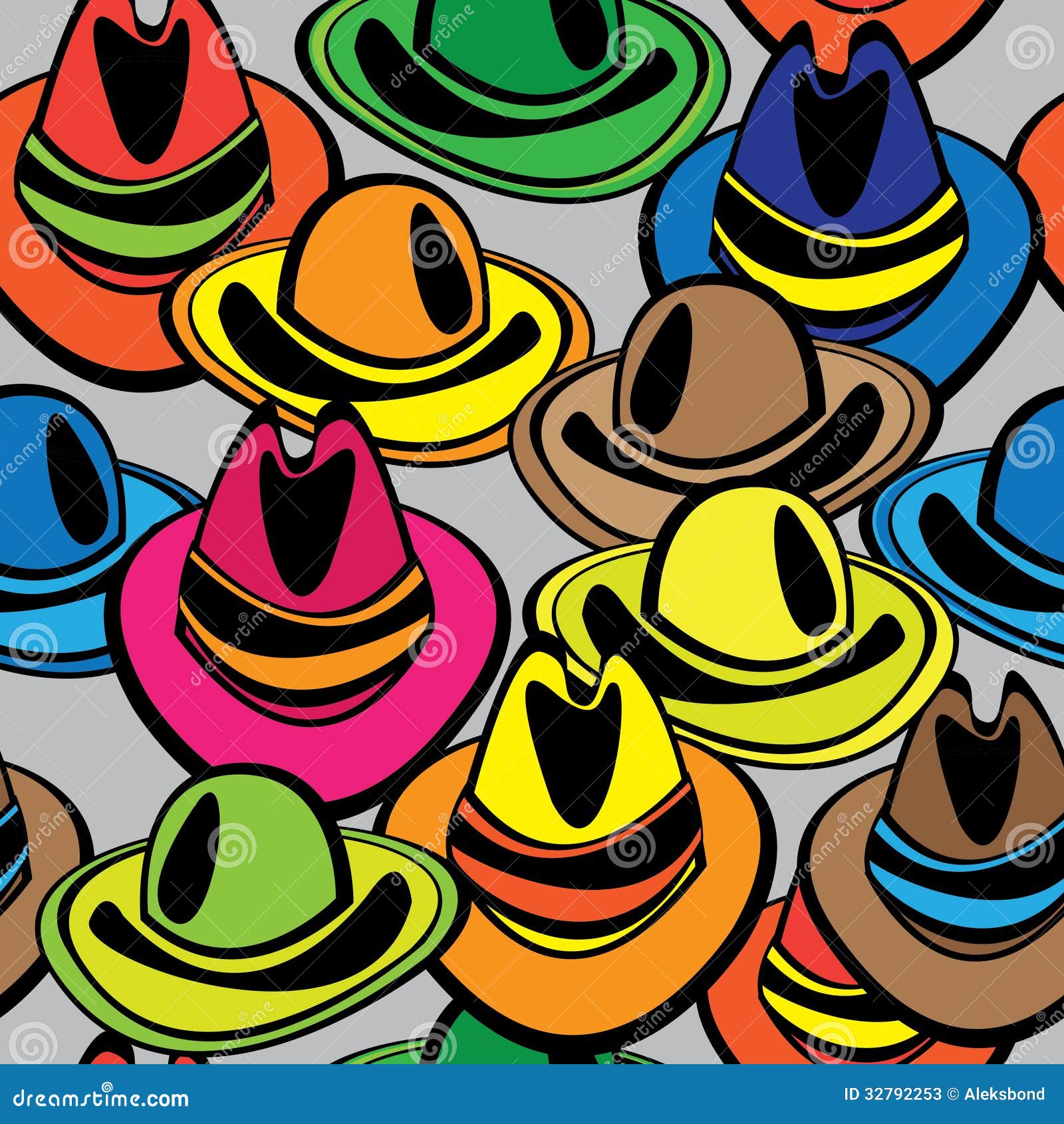 Seamless Texture Multicolor Male Hat Stock Vector - Illustration of ...