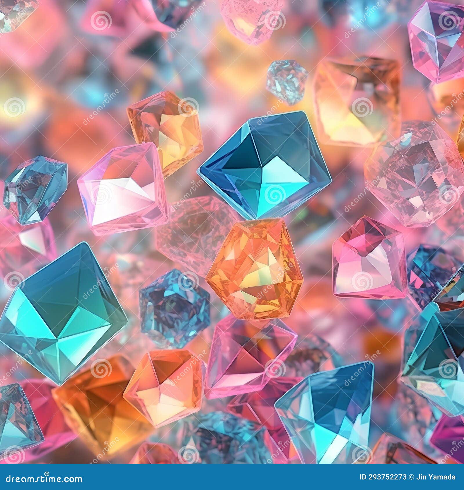 Seamless Texture of Multicolored Gems on a Blue Background Stock ...