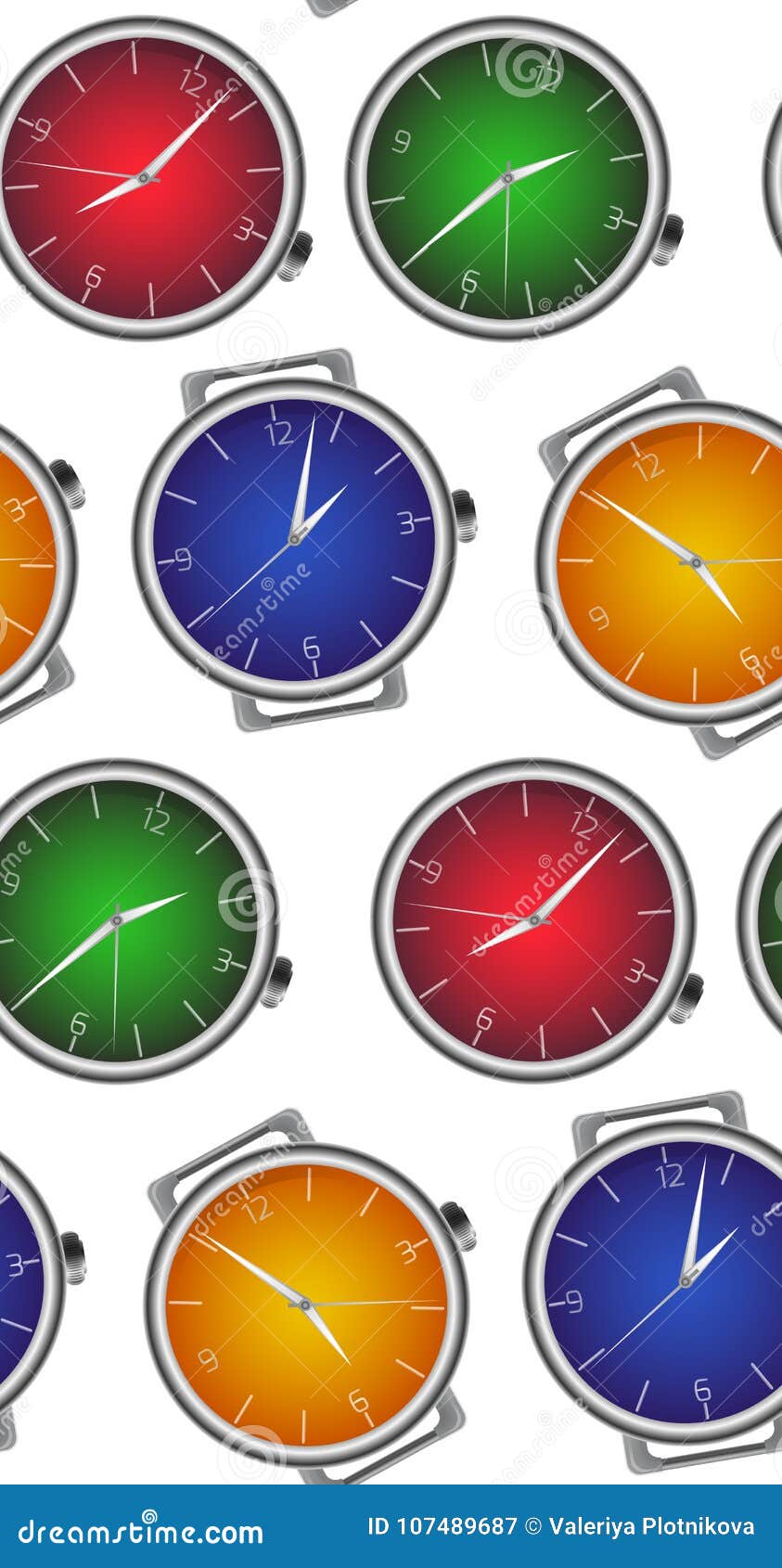 Seamless Texture with Multicolored Realistic Clock Stock Vector ...