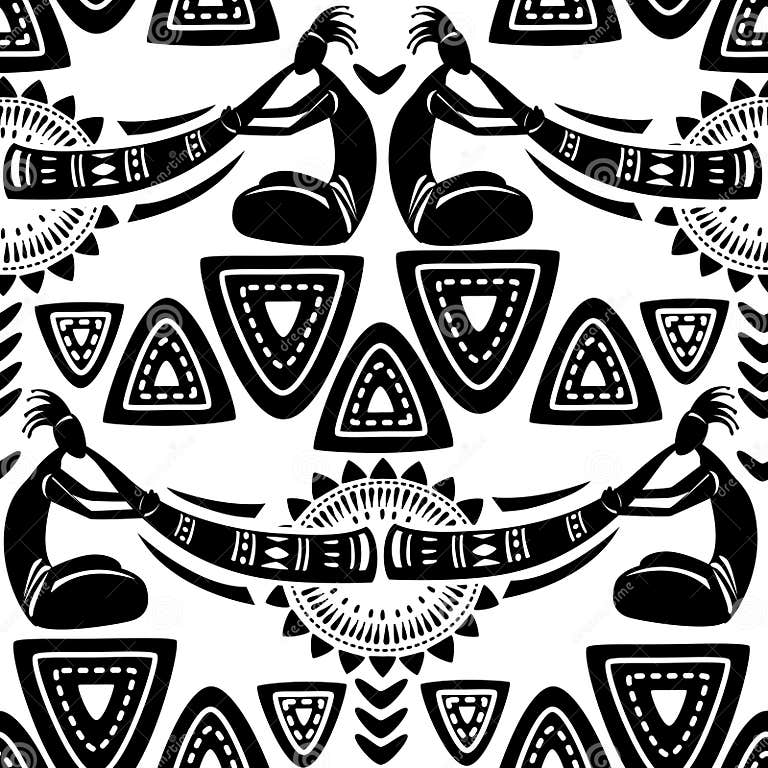 Seamless Texture with Musicians Playing on the Didgeridoos Stock ...