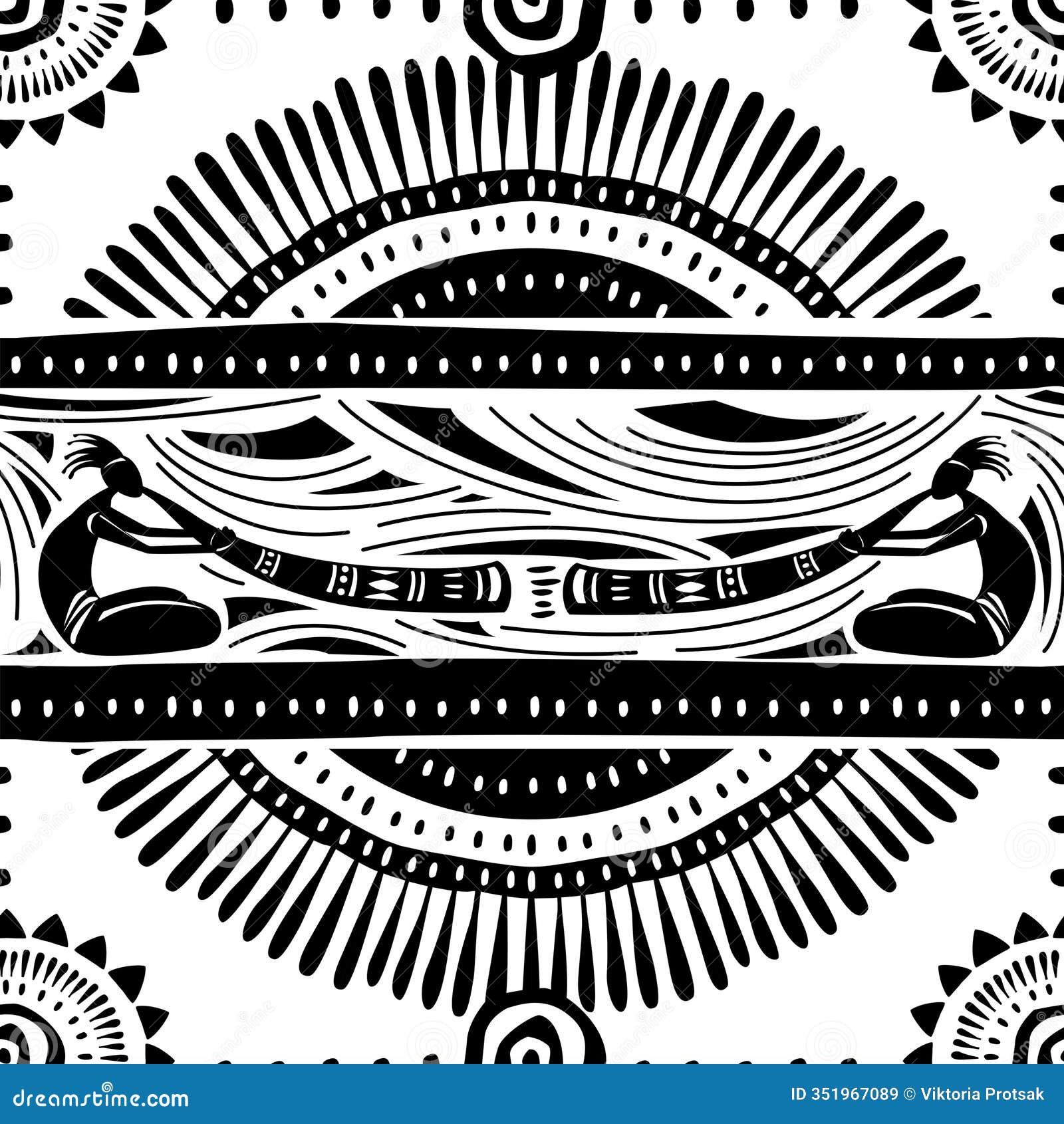 Seamless Texture with Musicians Playing on the Didgeridoos Stock ...