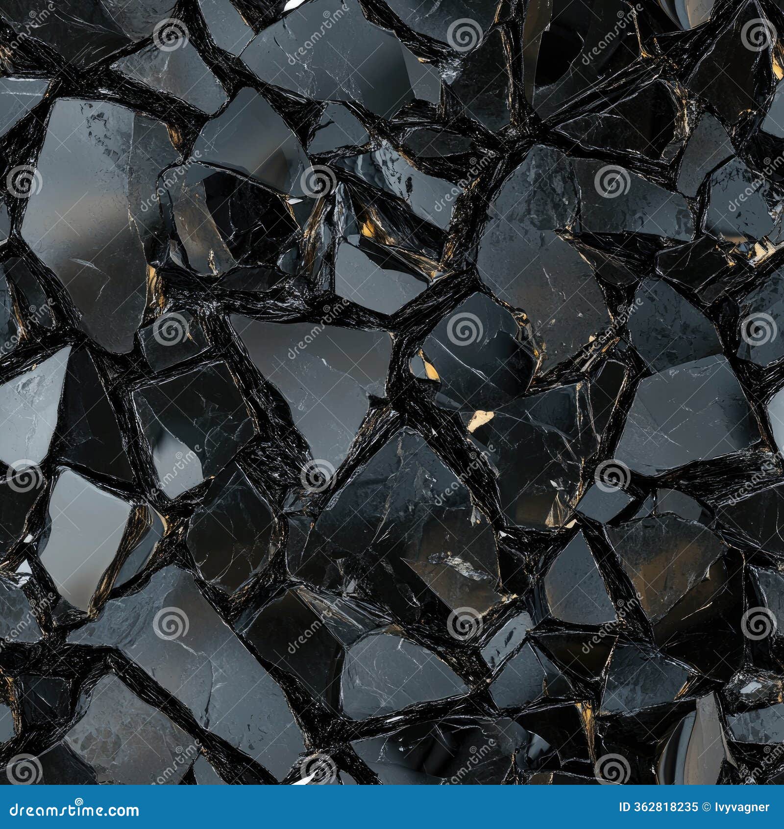 Seamless Texture of Obsidian Rock, Deep Black Volcanic Glass with ...