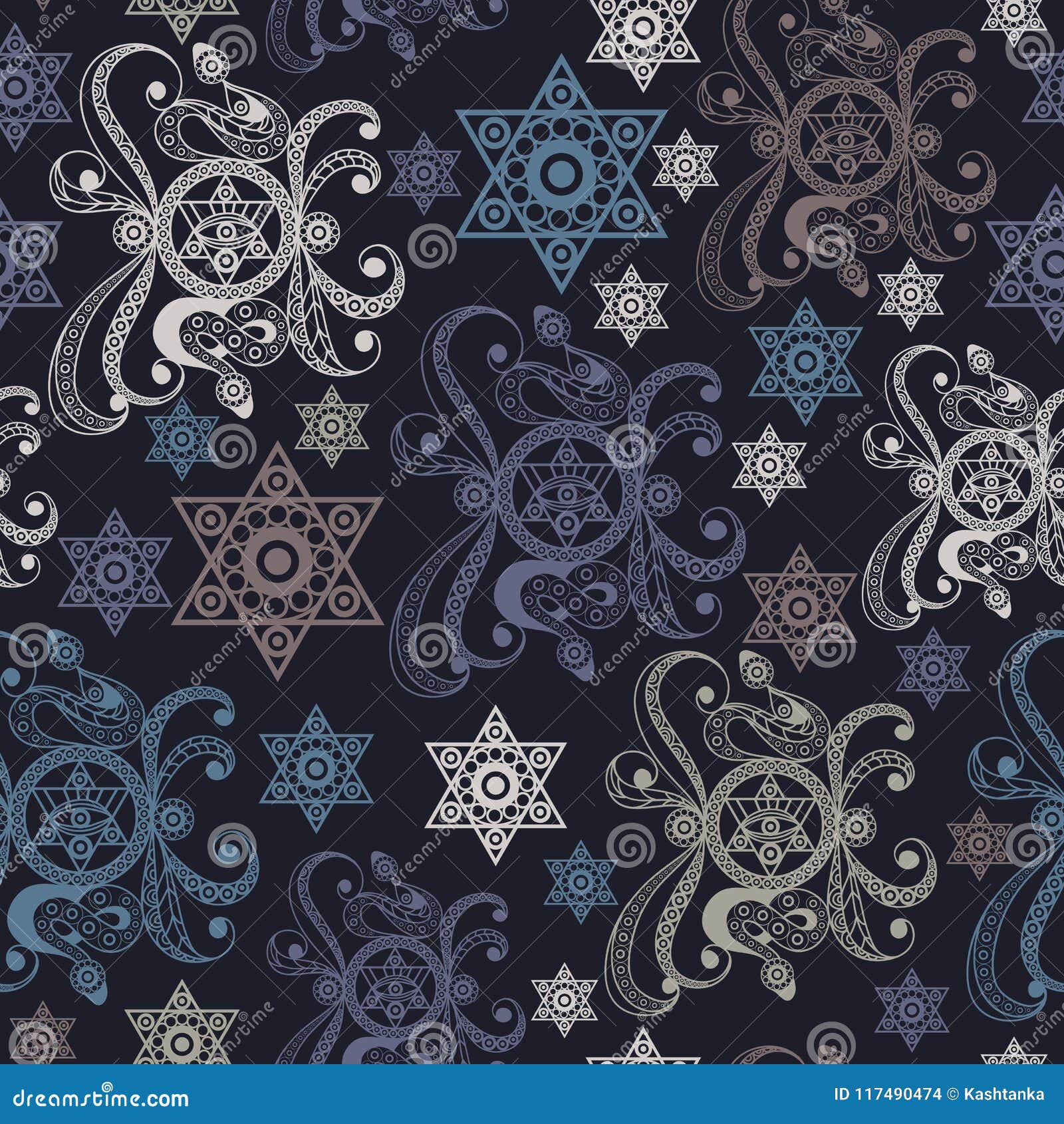 Seamless Texture with Occult Symbol 2 Stock Vector - Illustration of ...