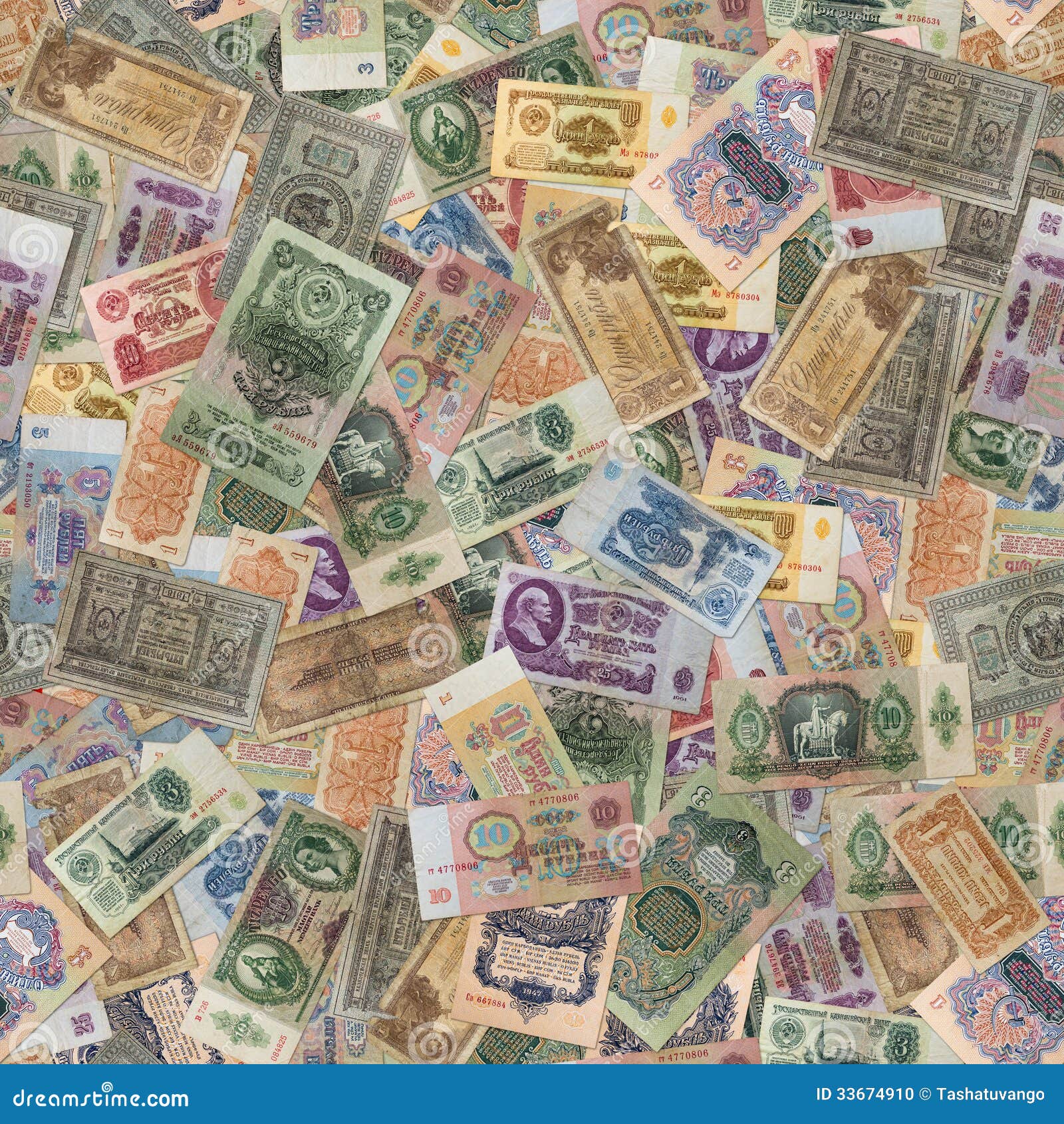 Seamless Texture of Old Banknotes. Stock Photo - Image of emblem ...