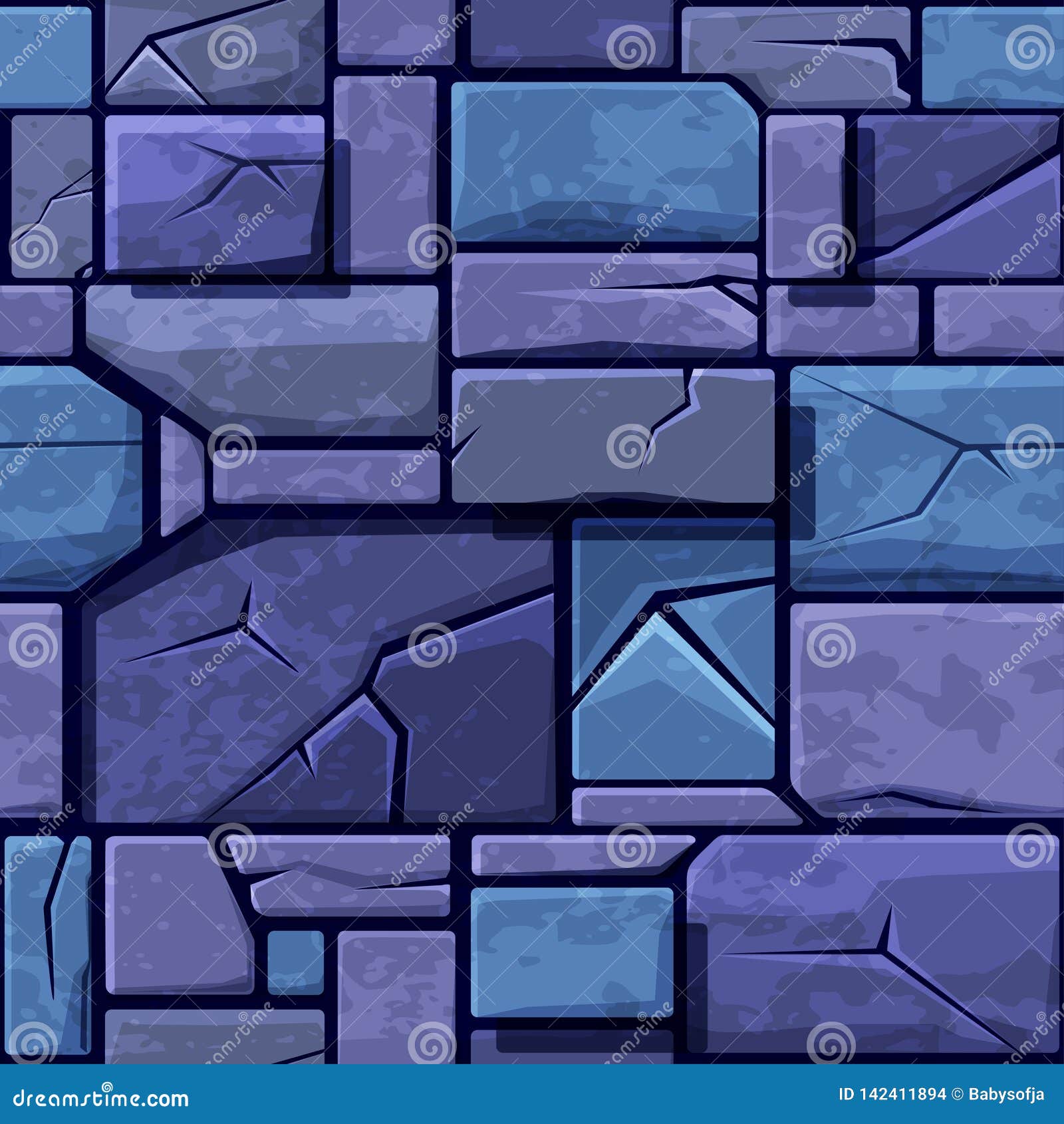 Seamless Texture of Old Blue Stone, Background Stone Wall Tiles. Vector ...