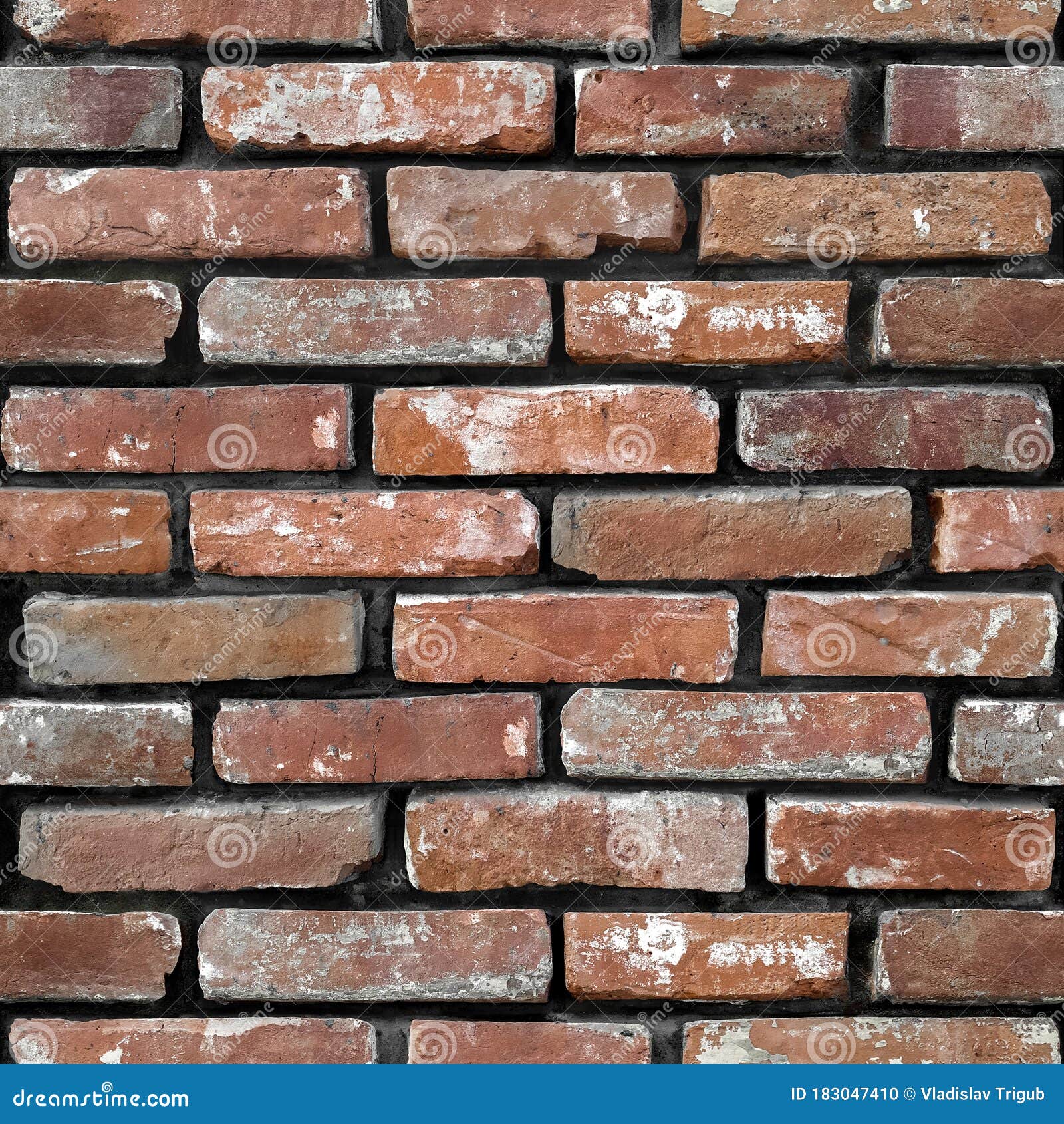 Seamless Texture of Old and Dirty Red Bricks. Loft Stock Photo - Image ...