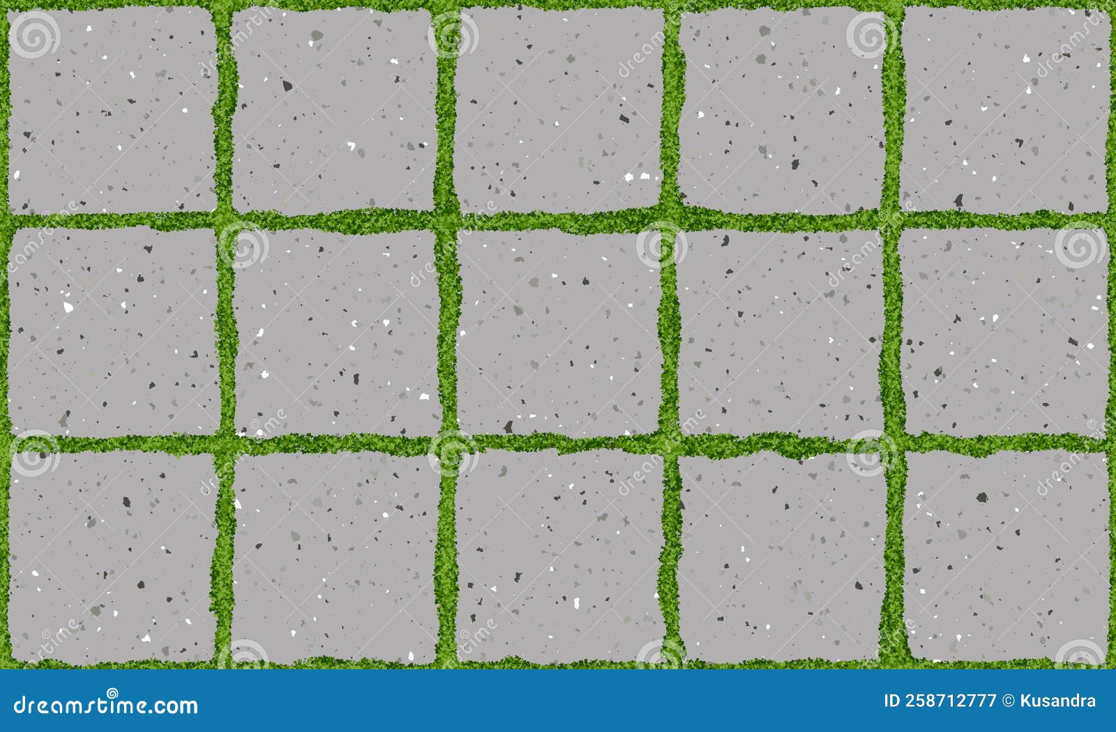 Seamless Texture of Old Pavement with Moss and Concrete Square Bricks ...