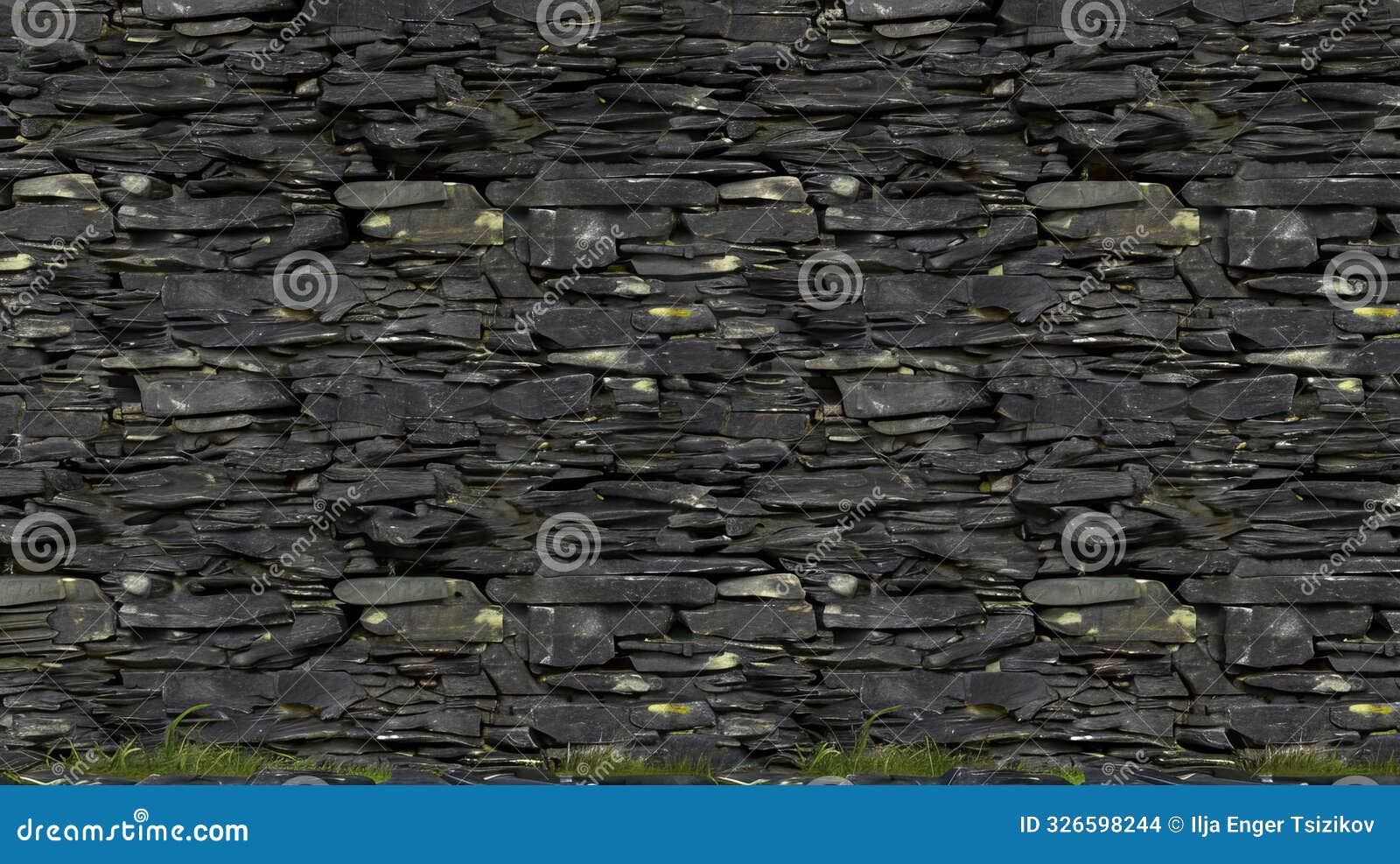 Seamless Texture, Old Stone Wall of Flat Slate Rocks, Background Grey ...