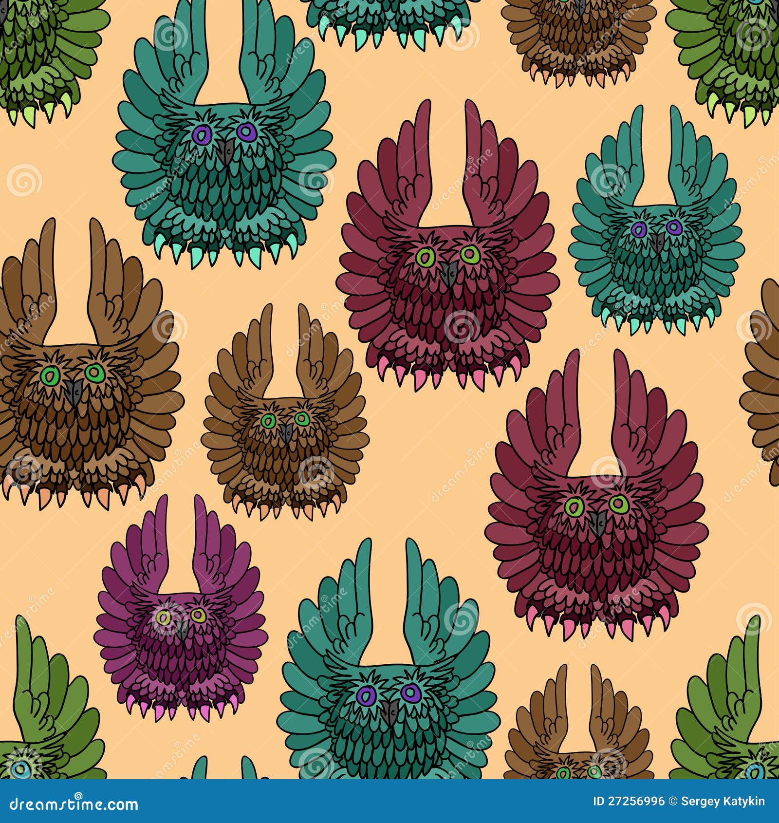 Seamless texture of owls. stock vector. Illustration of pattern - 27256996