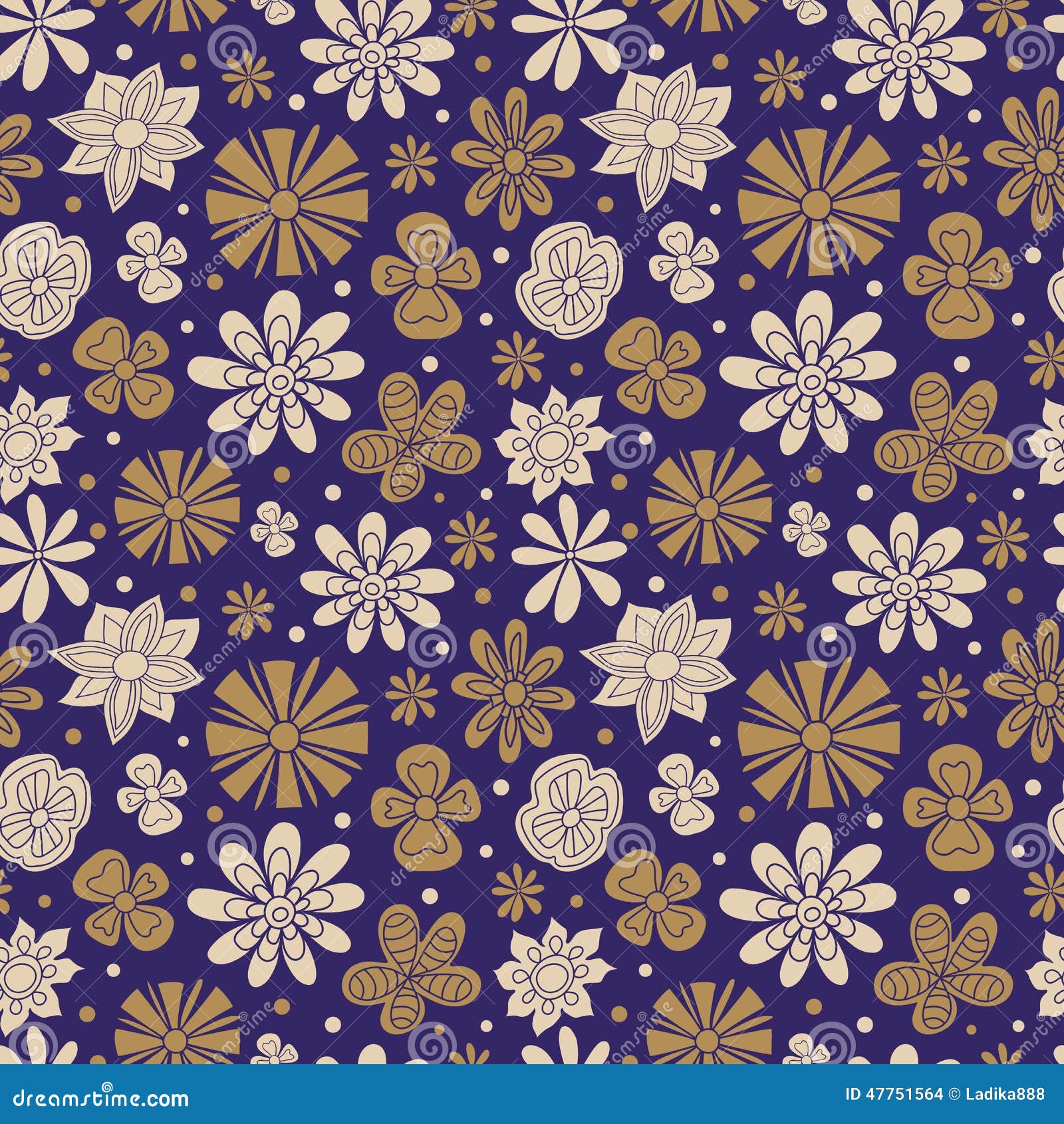 Seamless Texture of Painted Flowers on a Purple Stock Vector ...