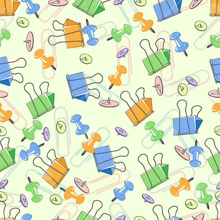 Seamless Texture, Paper Clips and Buttons for Office. Stock Vector ...