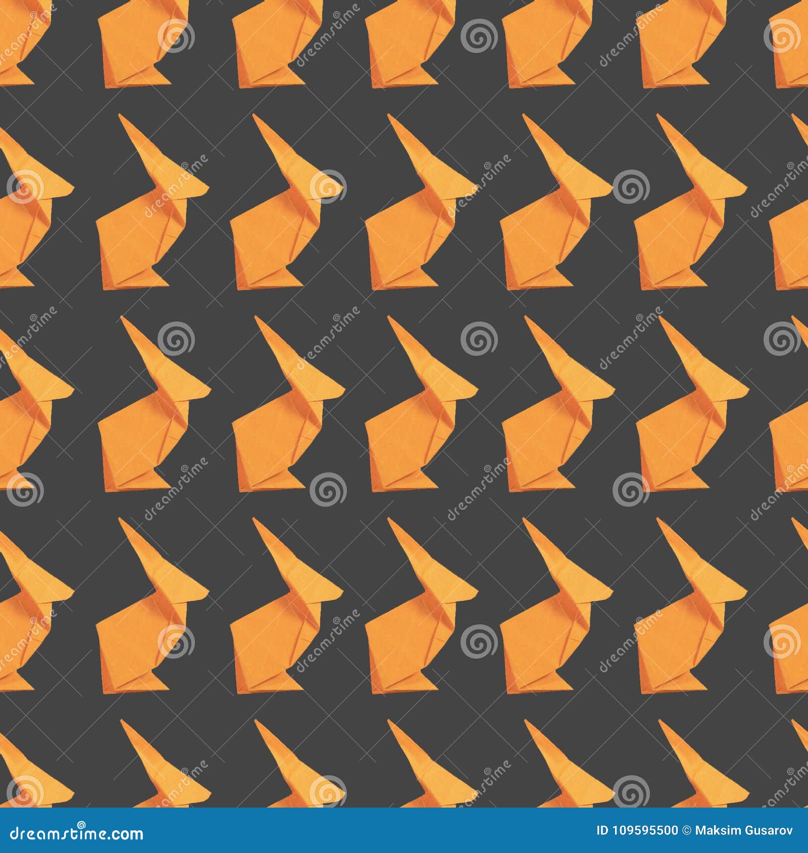 Seamless Texture, Paper Easter Bunny Origami Pattern, on Colored ...