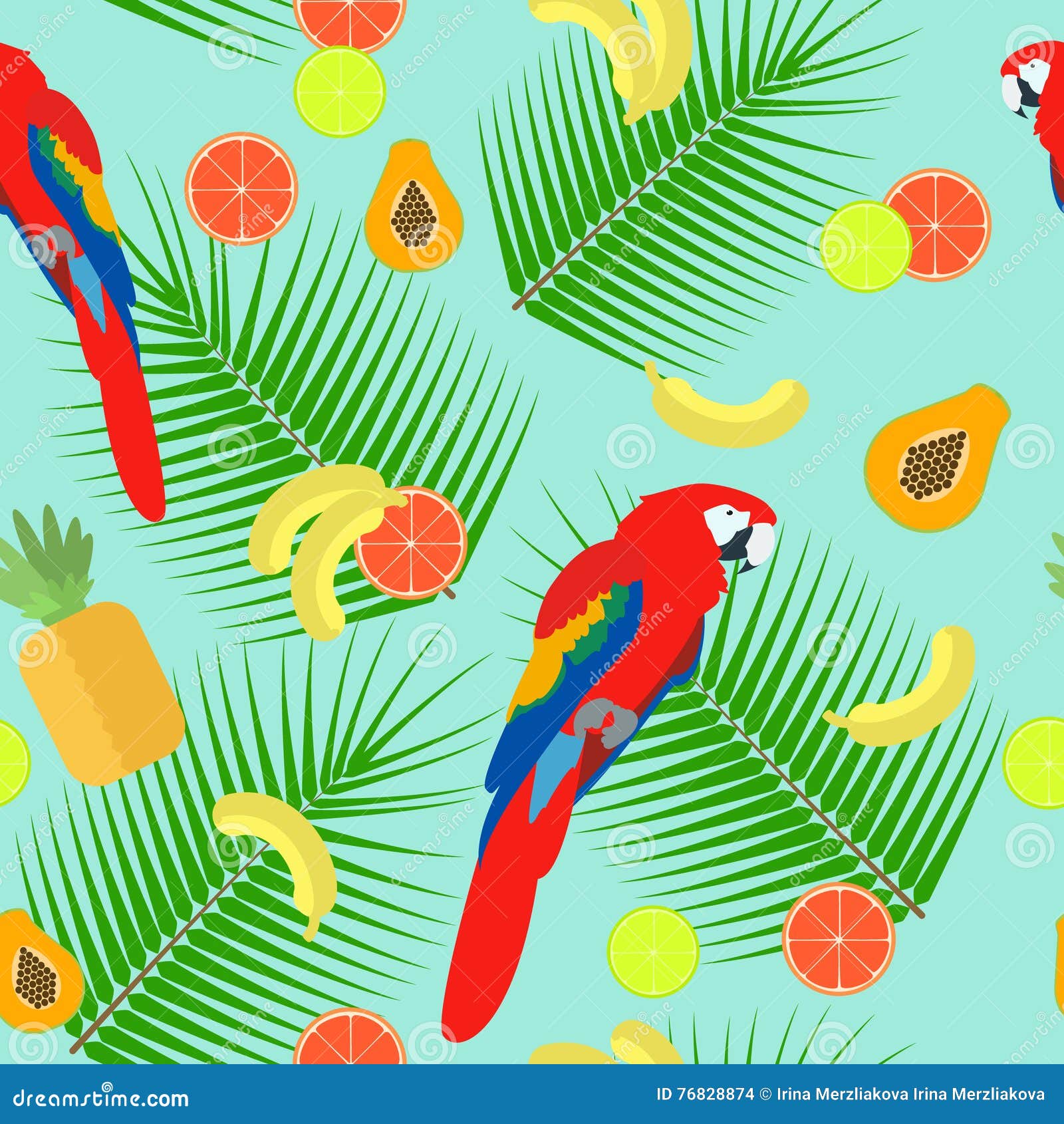 Seamless Texture Parrot on a Blue Background Vector Stock Vector ...